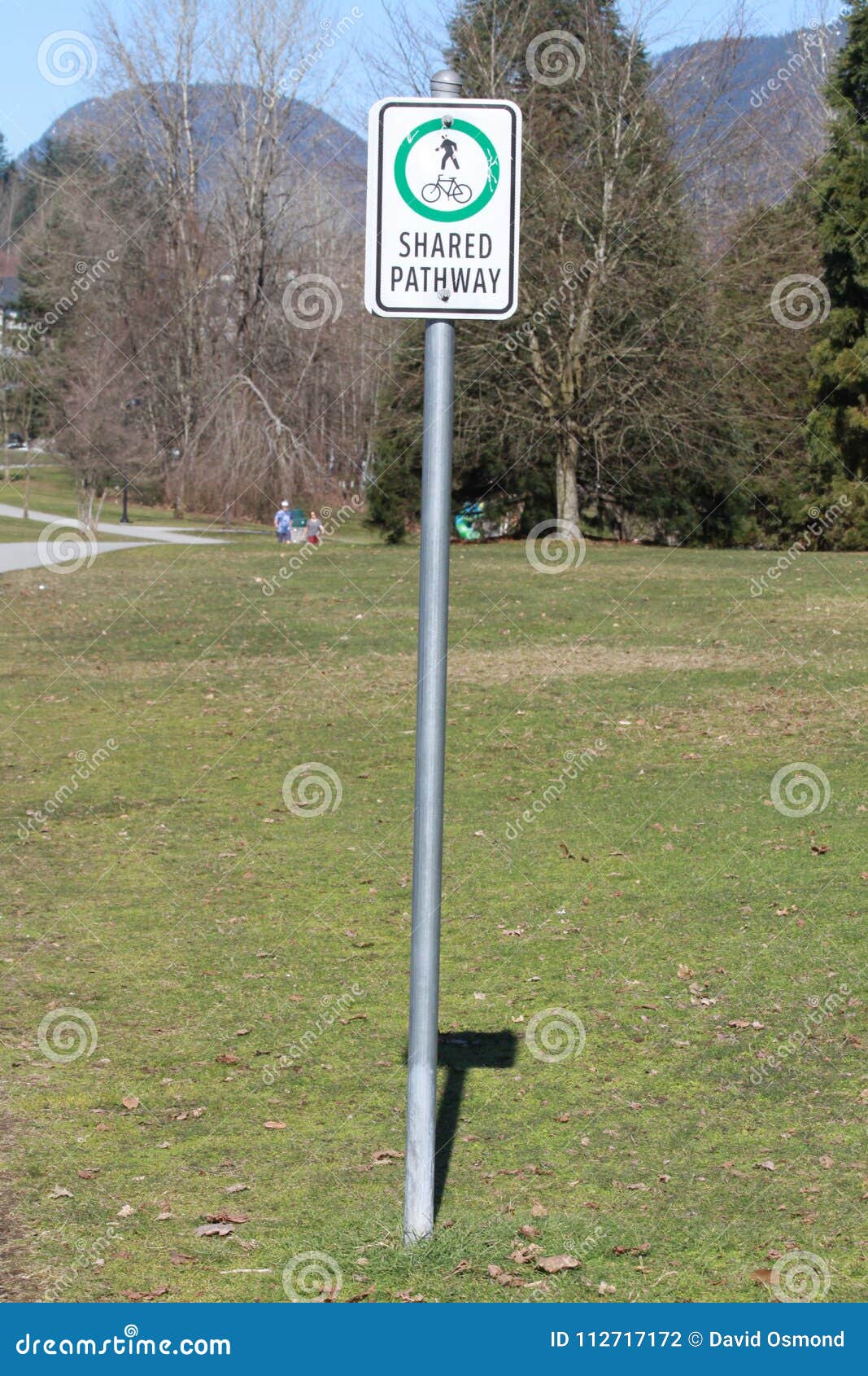 A shared pathway sign stock photo. Image of green, tree - 112717172