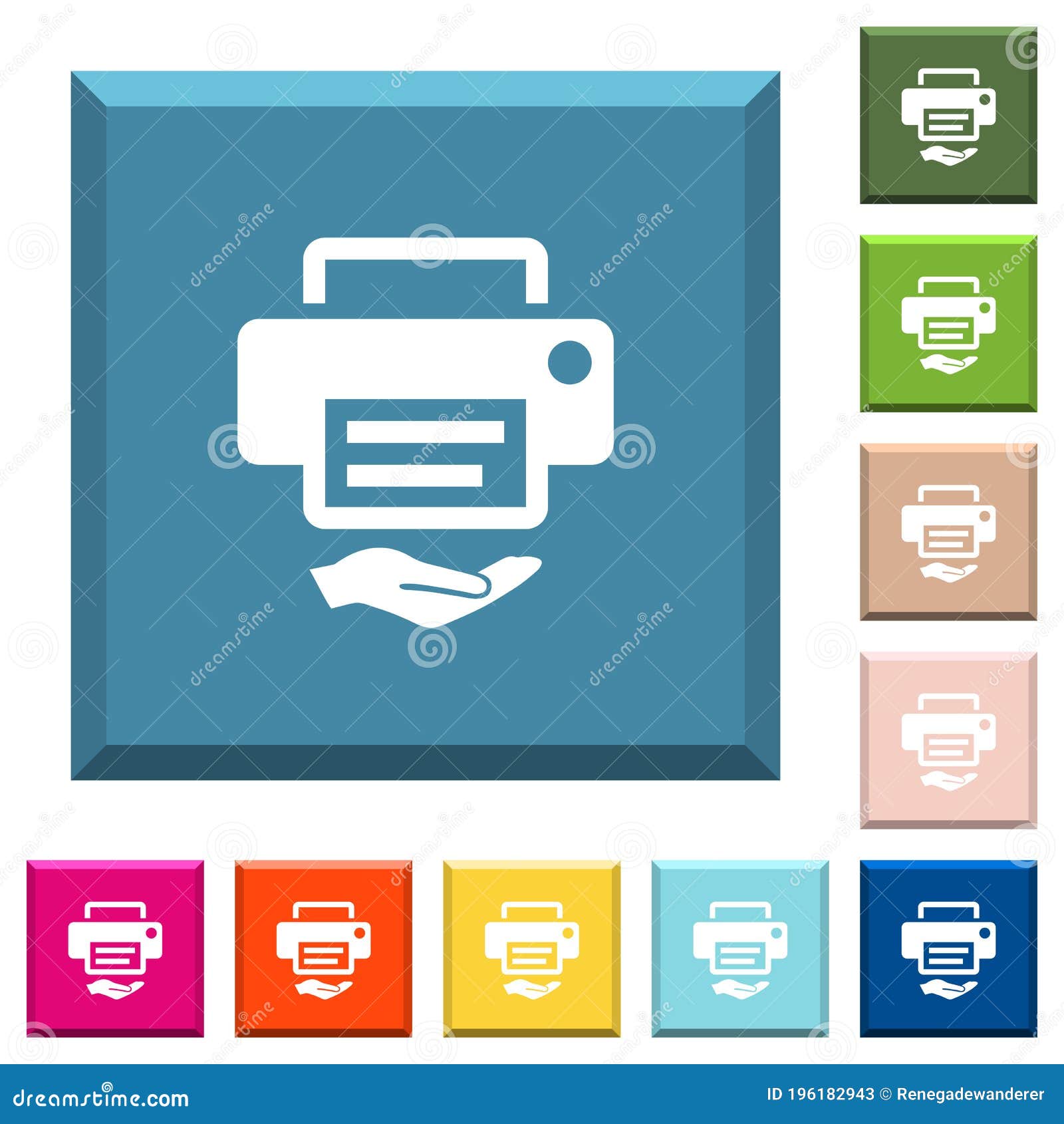 Shared Printer White Icons on Edged Square Buttons Stock Vector ...