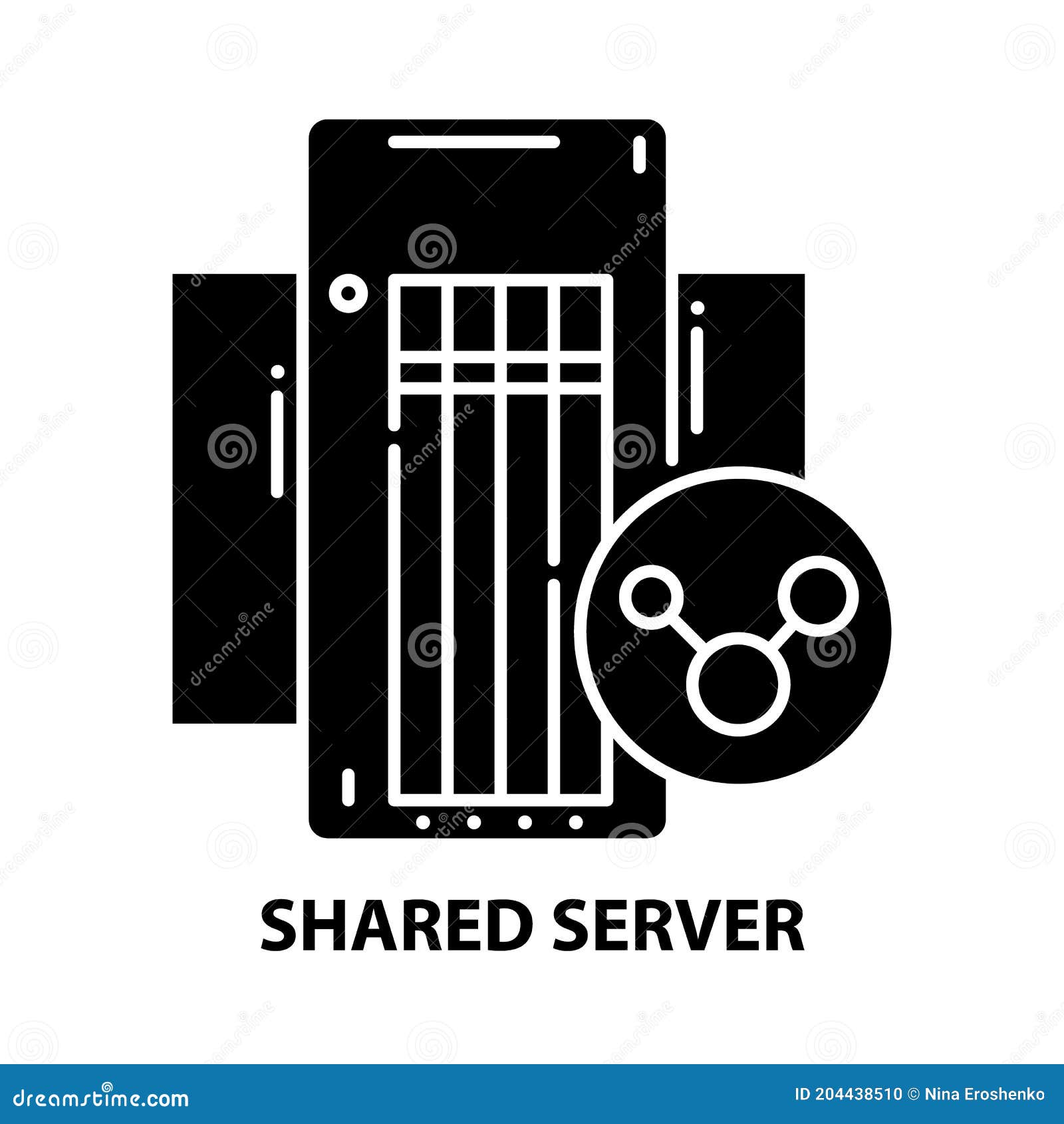 Shared Server Icon, Black Vector Sign with Editable Strokes, Concept ...