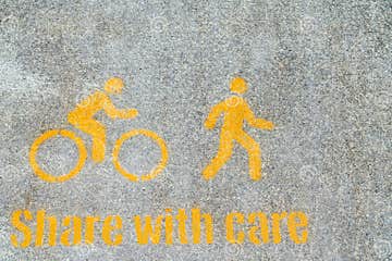 Shared Use Path Sign on Concrete Path Stock Image - Image of cycleway ...