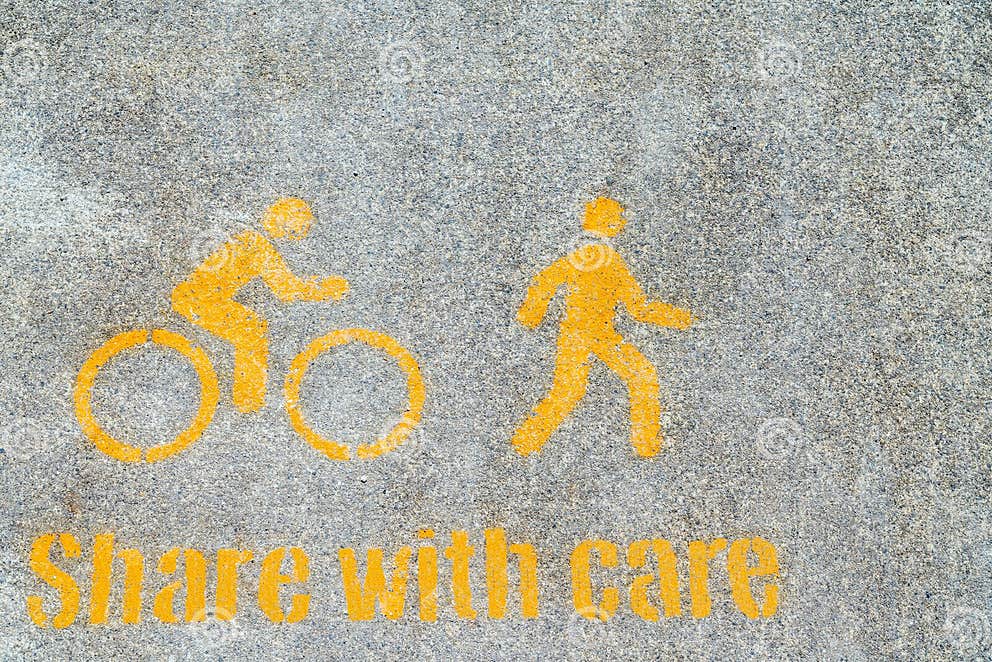 Shared Use Path Sign on Concrete Path Stock Image - Image of cycleway ...