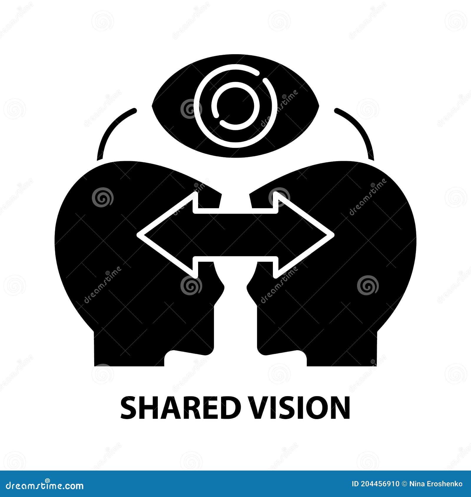 Shared Vision Icon, Black Vector Sign with Editable Strokes, Concept ...