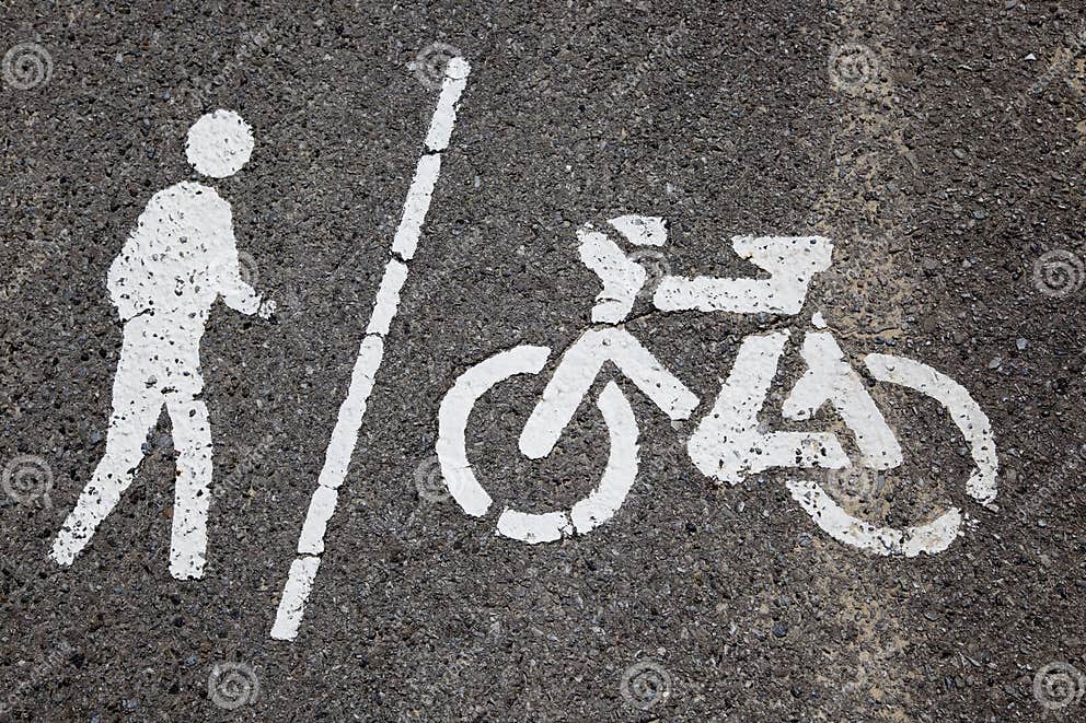 Shared walkway stock image. Image of bitumen, track, sign - 23256385