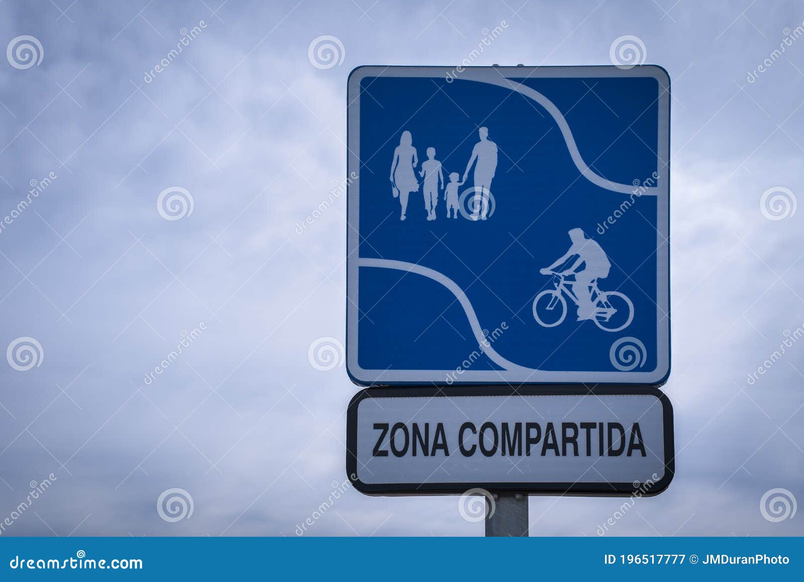 A Shared Zone Sign Indicating Where Pedestrians and Bicycles Share the ...
