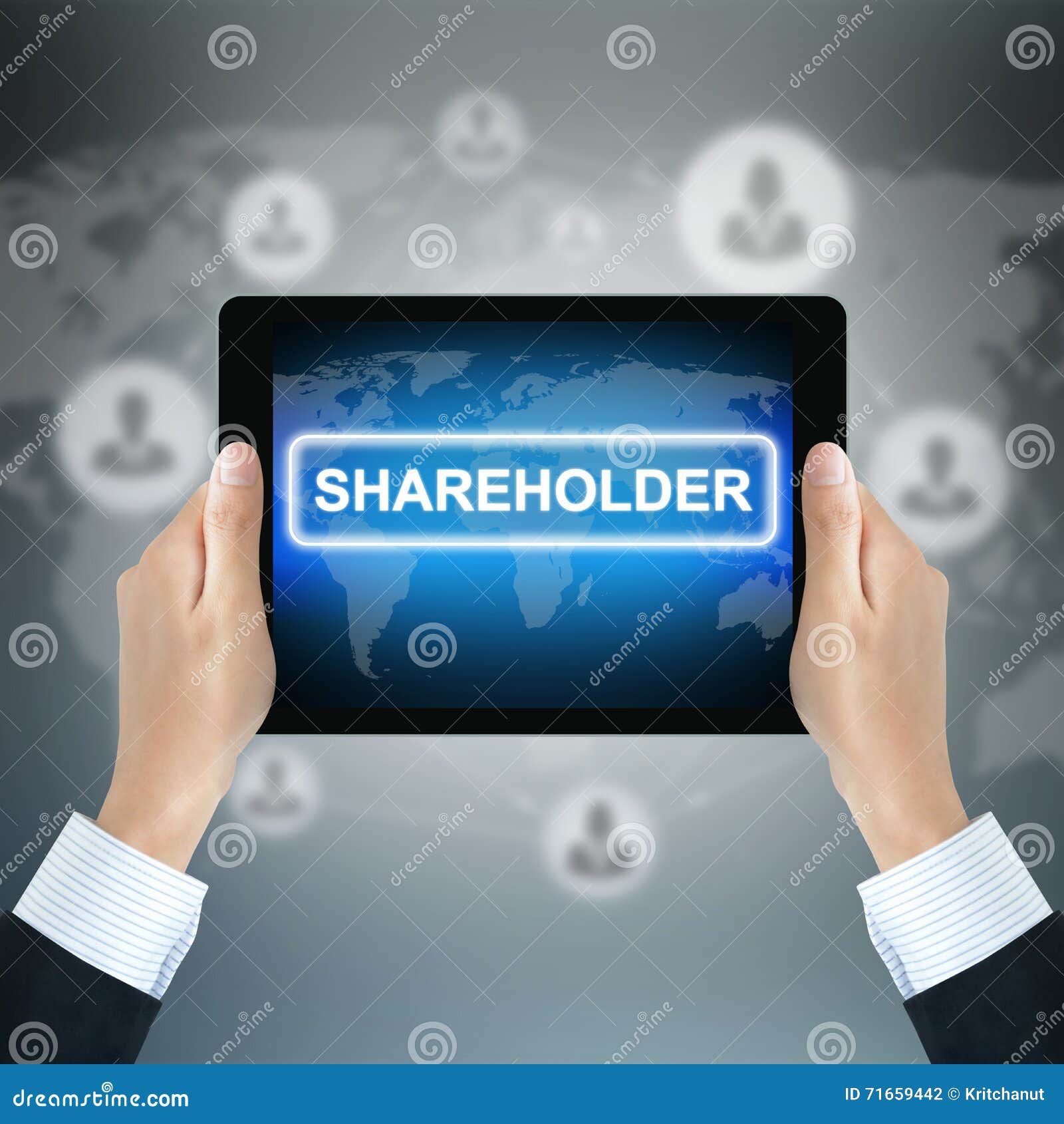 SHAREHOLDER Word on Tablet Pc Held by Businessman Hands Stock Photo ...