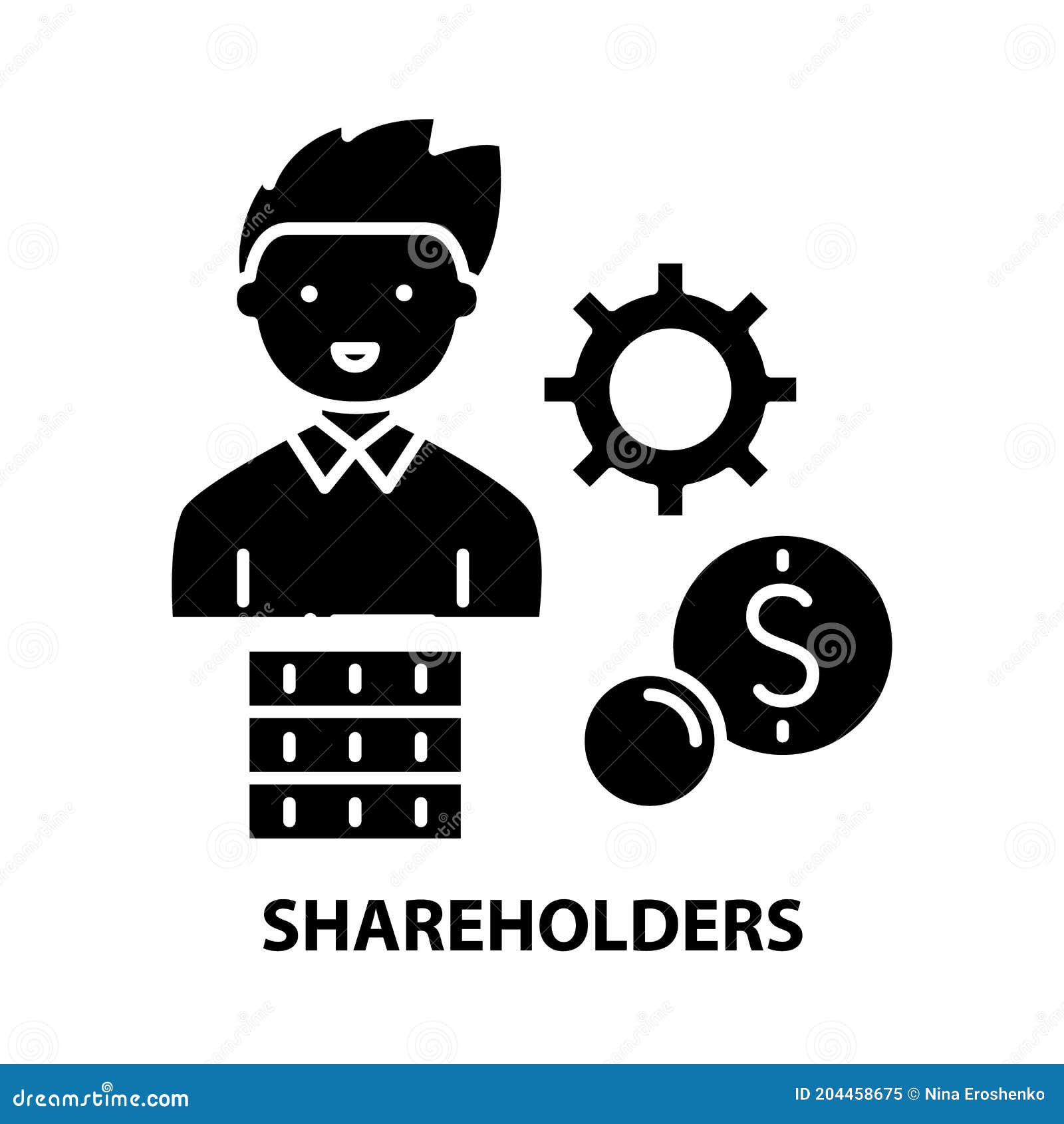 Shareholders Icon, Black Vector Sign with Editable Strokes, Concept ...