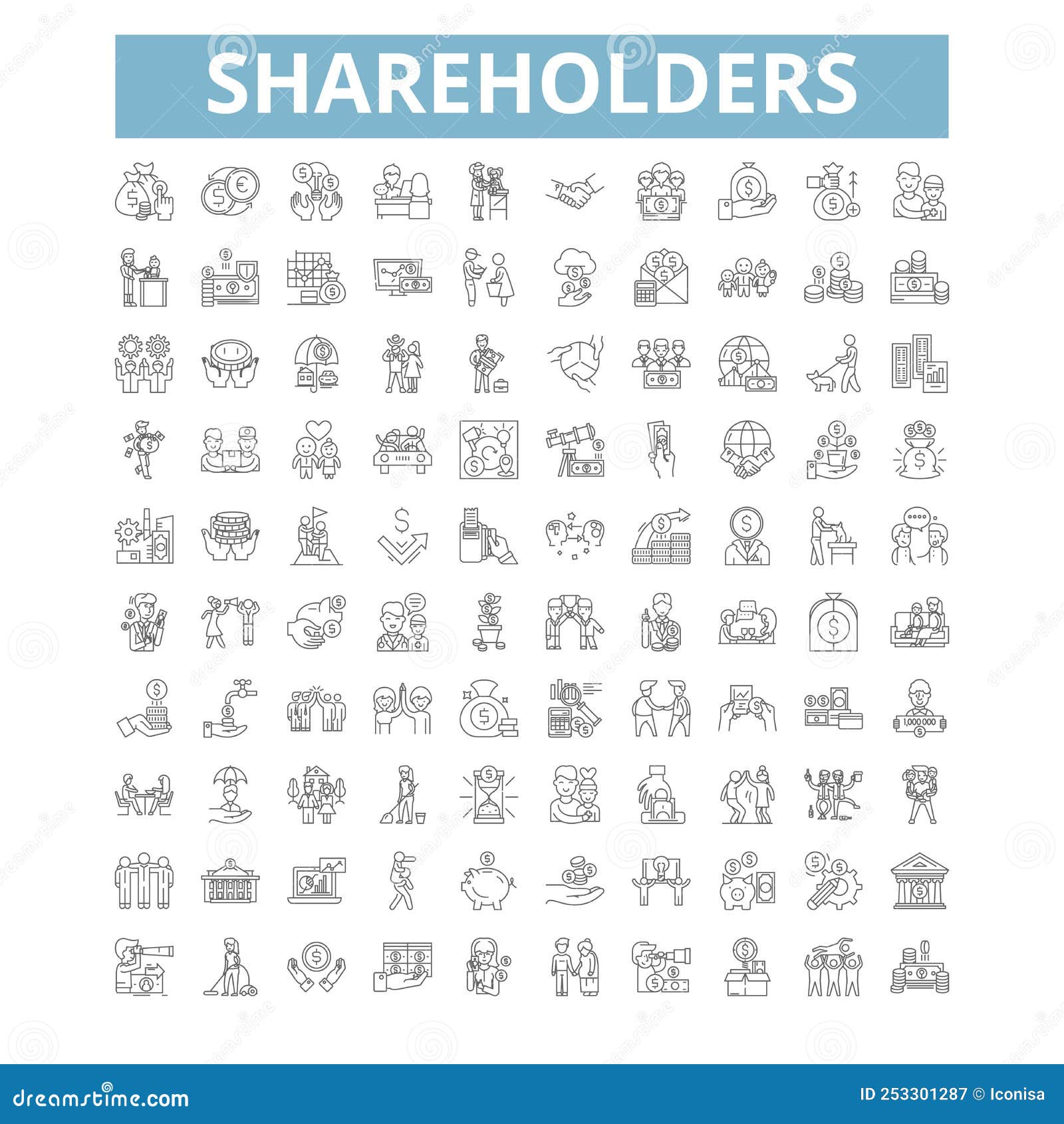 Shareholders Icons, Line Symbols, Web Signs, Vector Set, Isolated ...