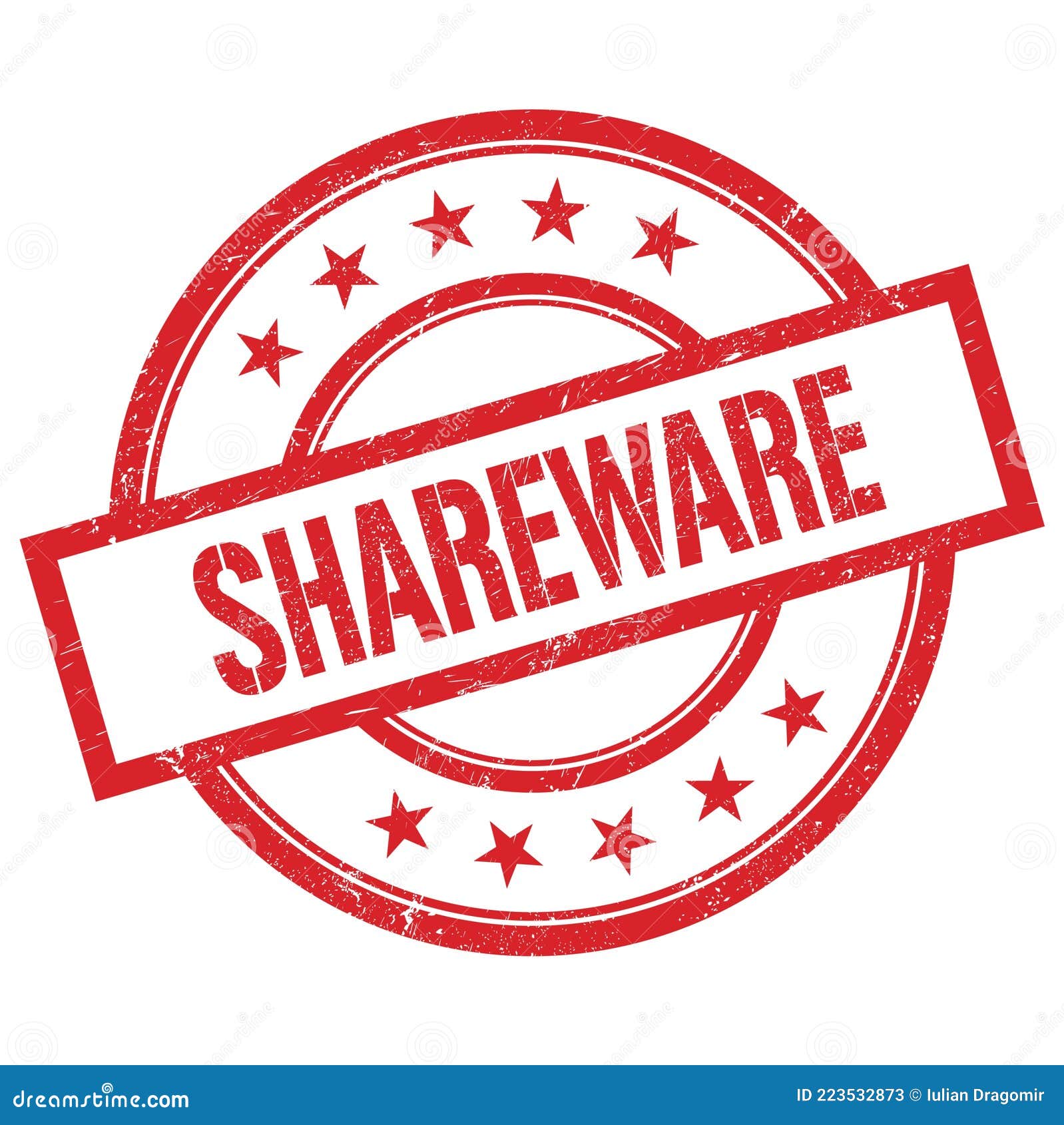 SHAREWARE Text Written on Red Vintage Round Stamp Stock Illustration ...