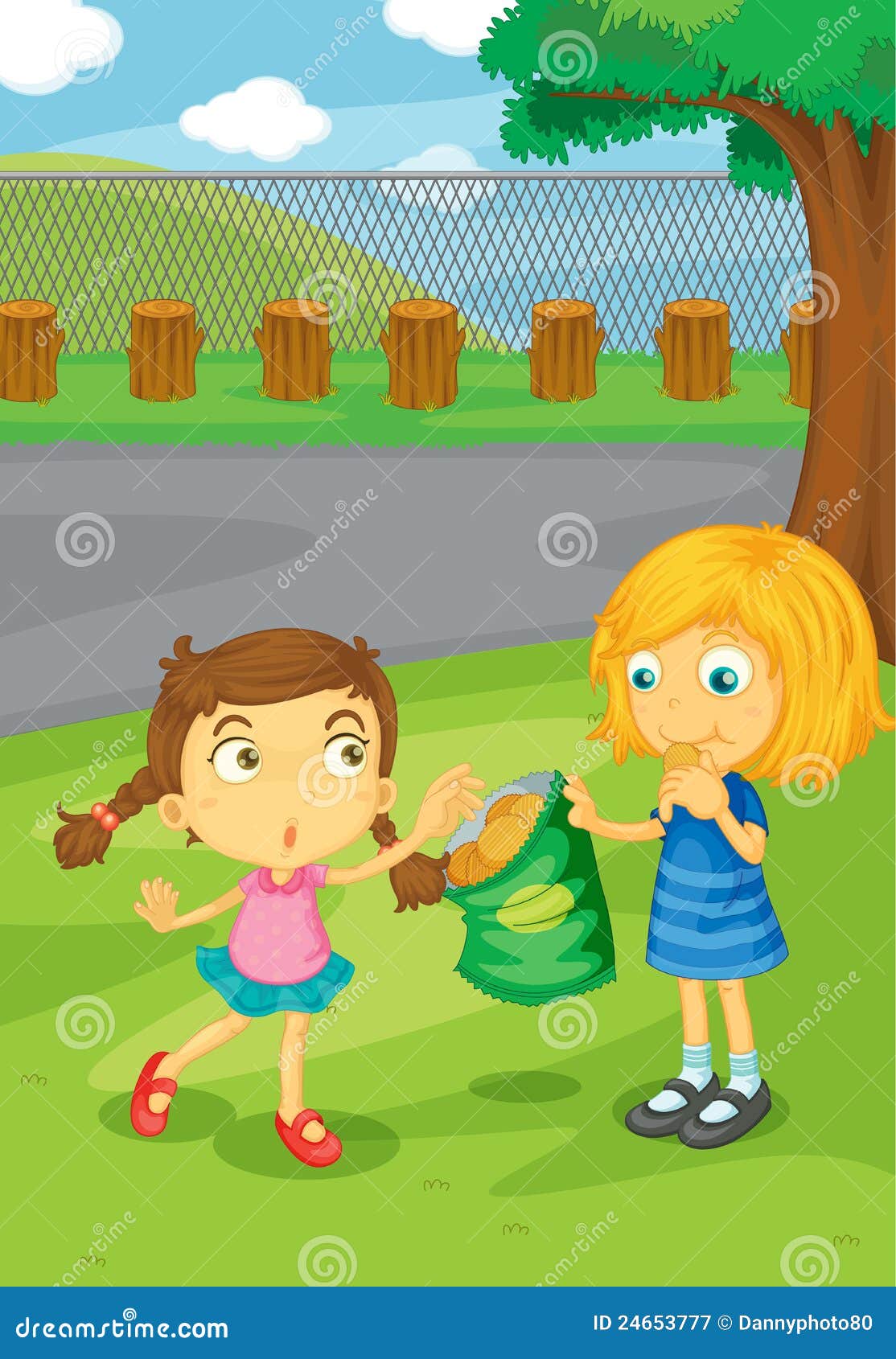 Sharing stock vector. Illustration of cartoon, pals, preschool - 24653777