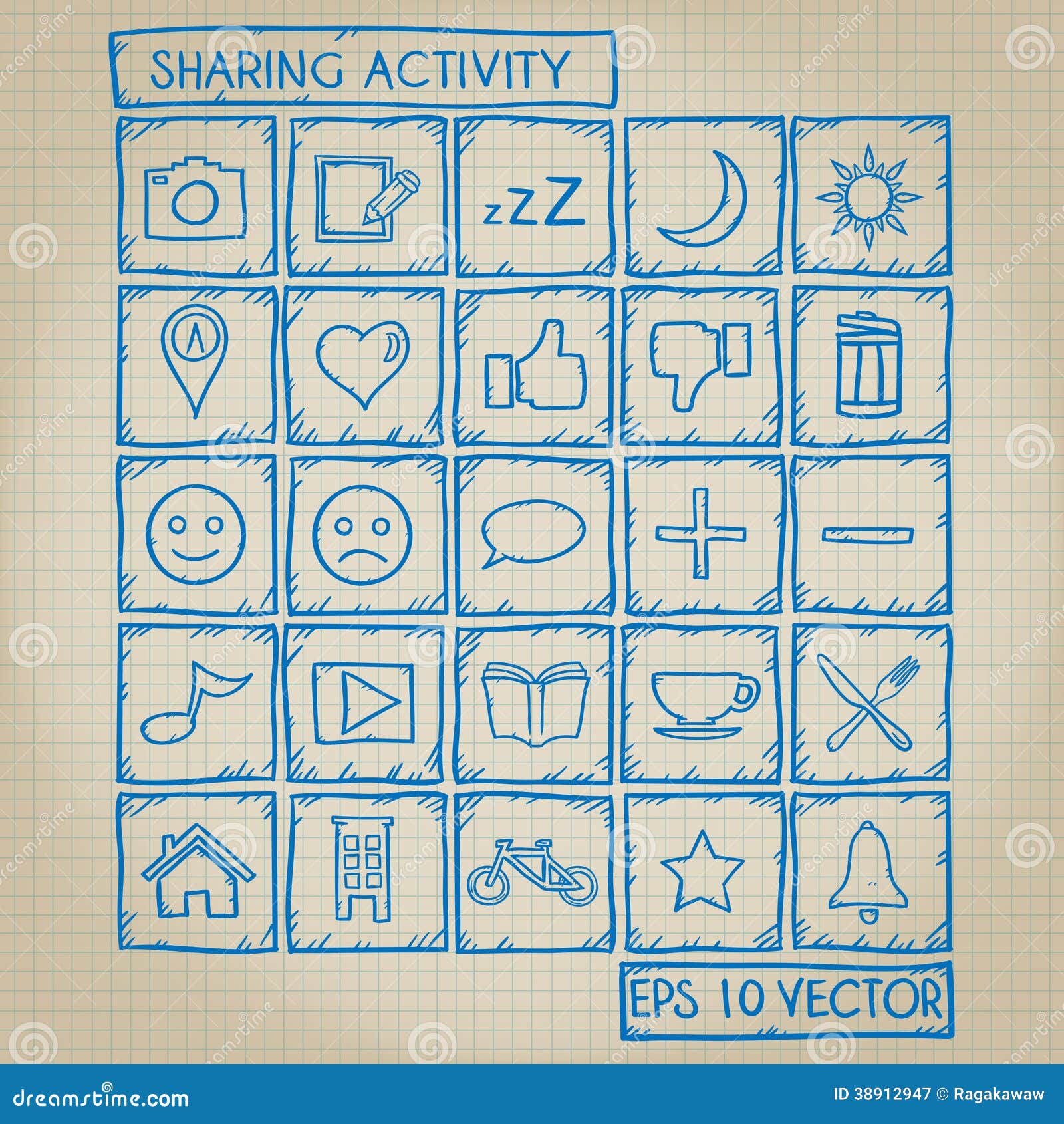 Sharing Activity Icon Doodle Set Stock Vector - Illustration of ...