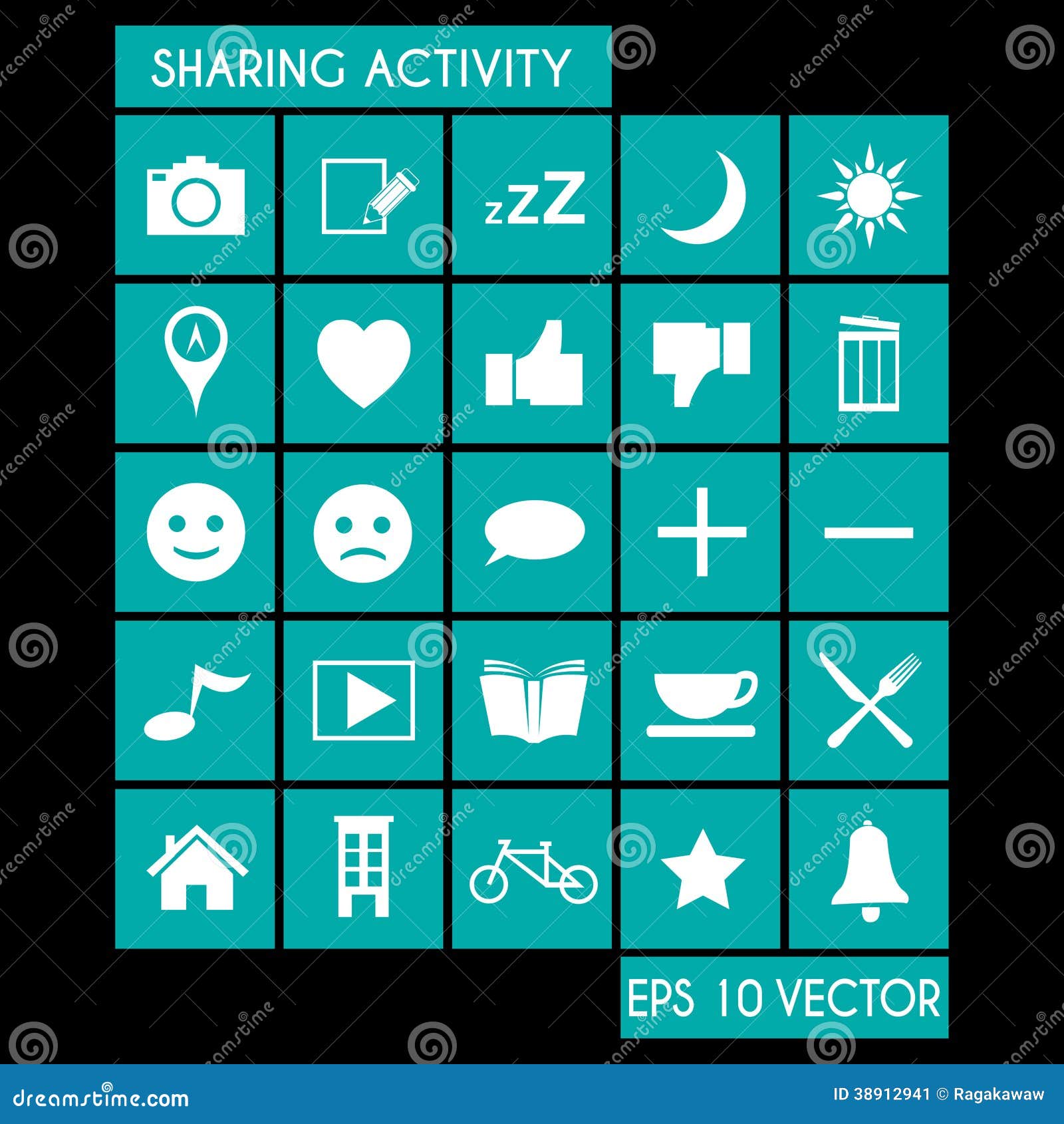 Sharing Activity Icon Set stock vector. Illustration of message - 38912941