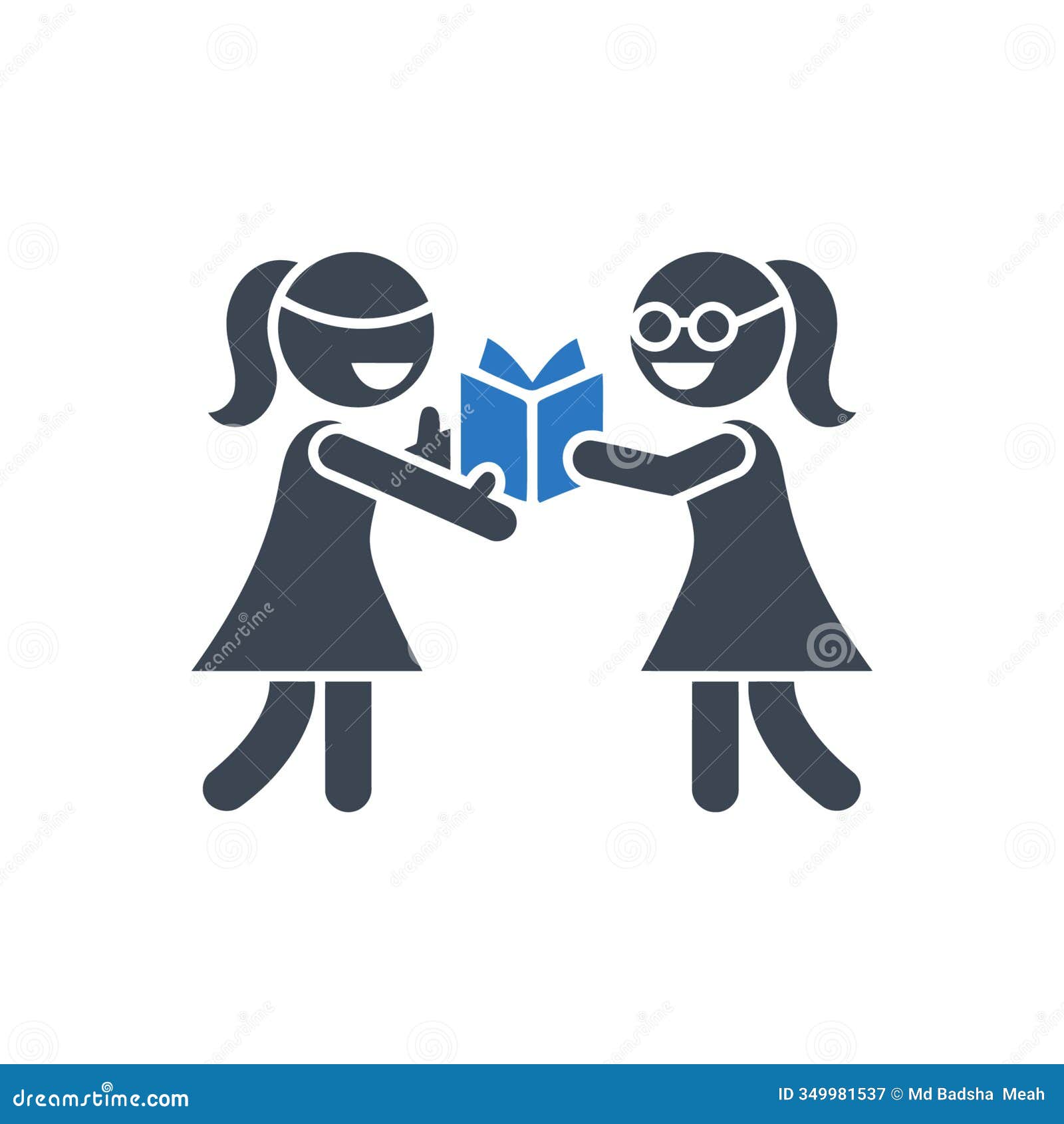 Sharing a Book Icon stock illustration. Illustration of education ...