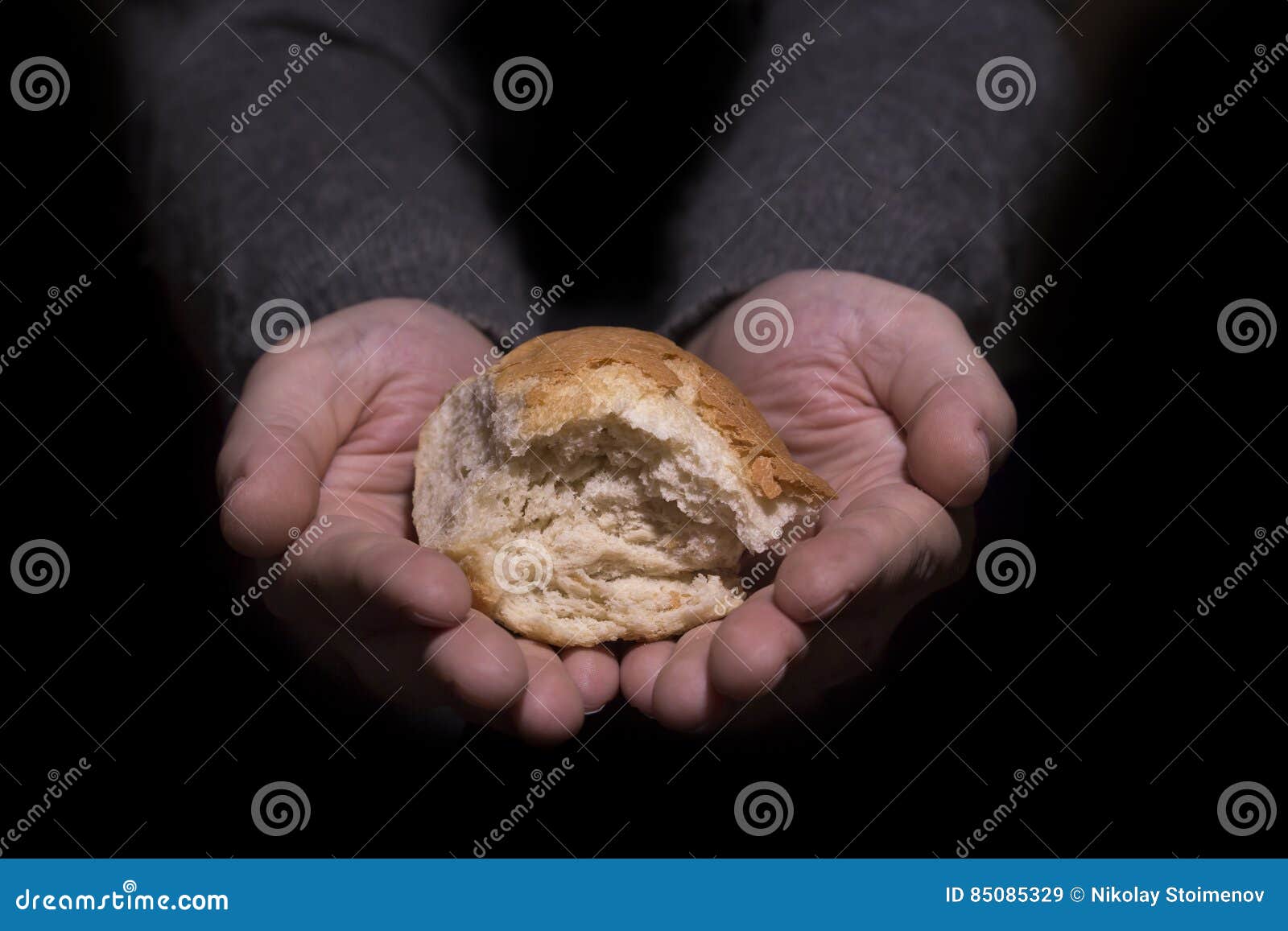 Sharing Bread. Poverty Concept. Stock Image - Image of help, left: 85085329