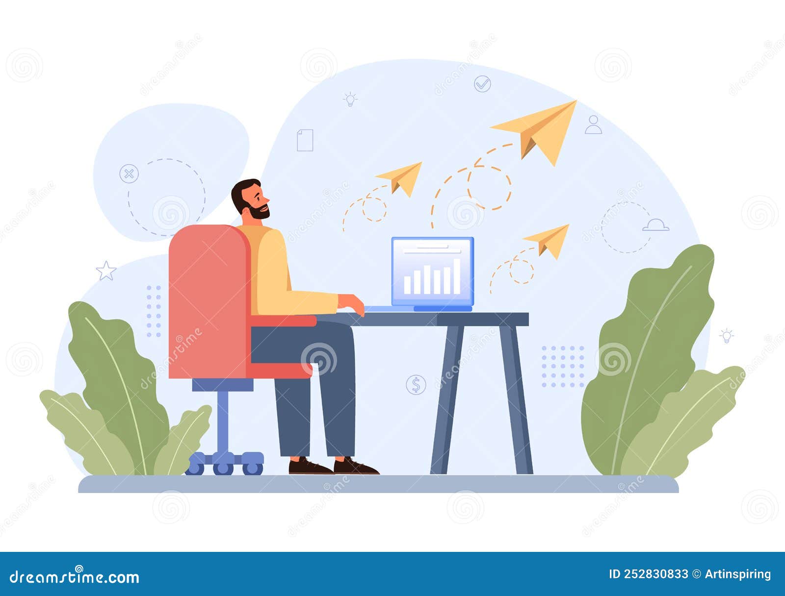 Sharing Concept. Character Using Devices To Share Posts in Social Stock ...