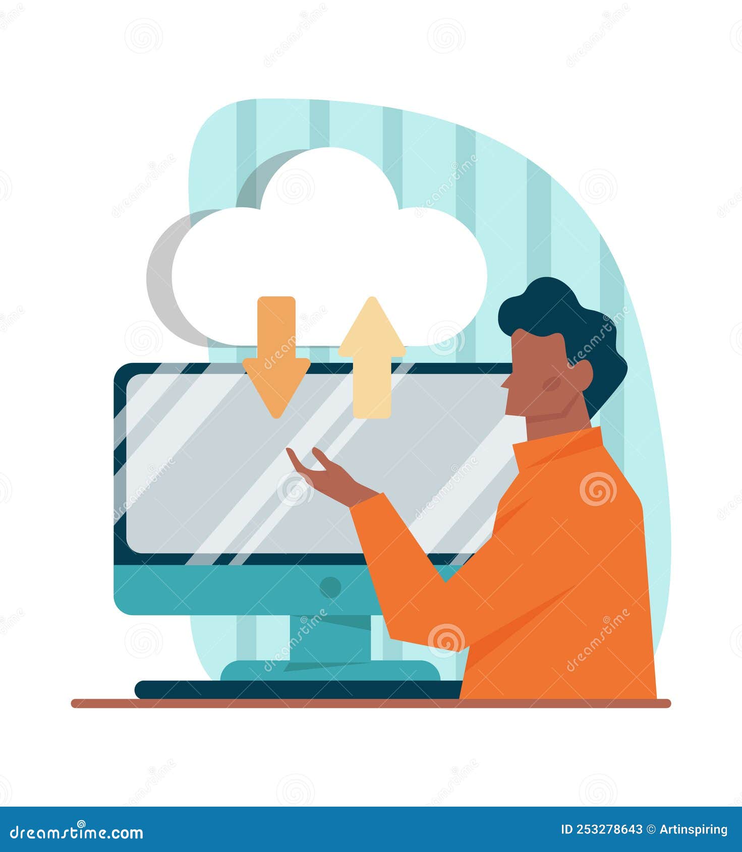 Sharing Concept. Character Using Devices To Share Posts in Social Stock ... Sharing Concept. Character Using Devices To Share Posts in Social Stock ...