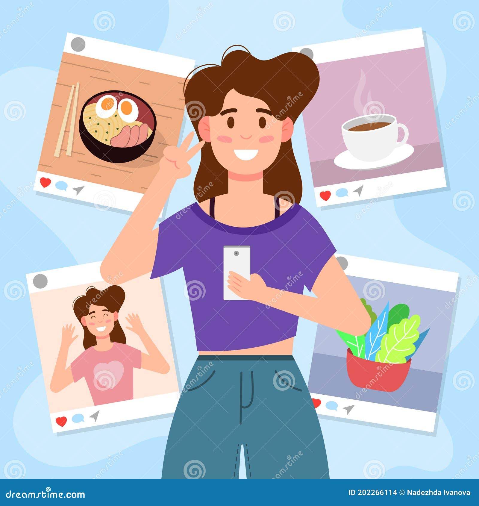 Sharing Content on Social Media Vector Illustration Stock Illustration ...
