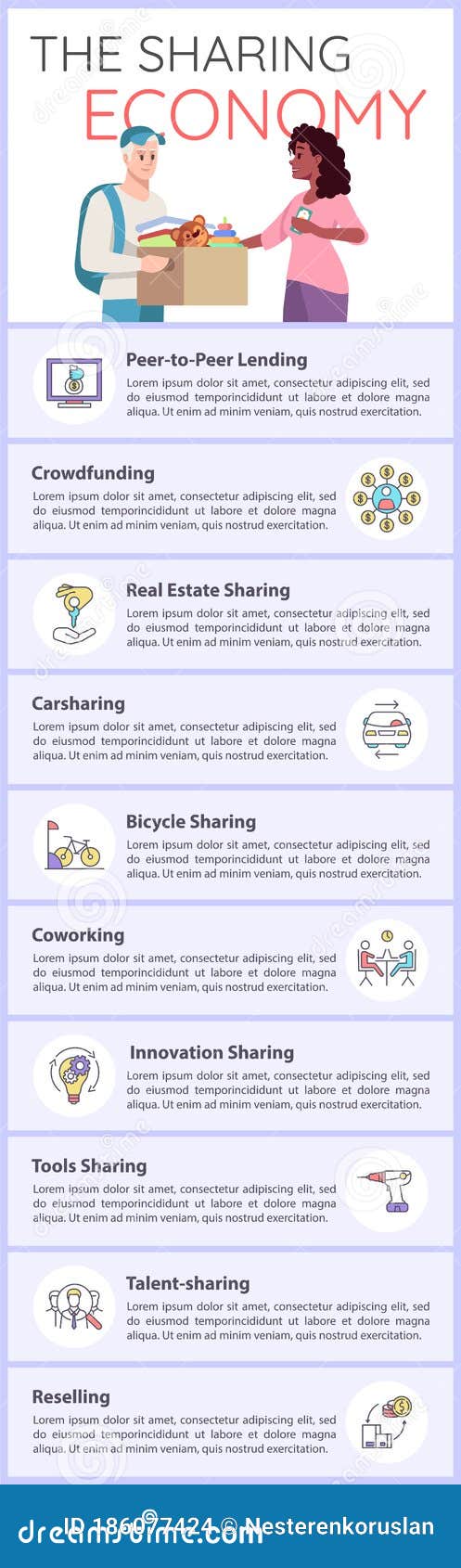 Sharing Economy Vector Infographic Template Stock Vector - Illustration ...