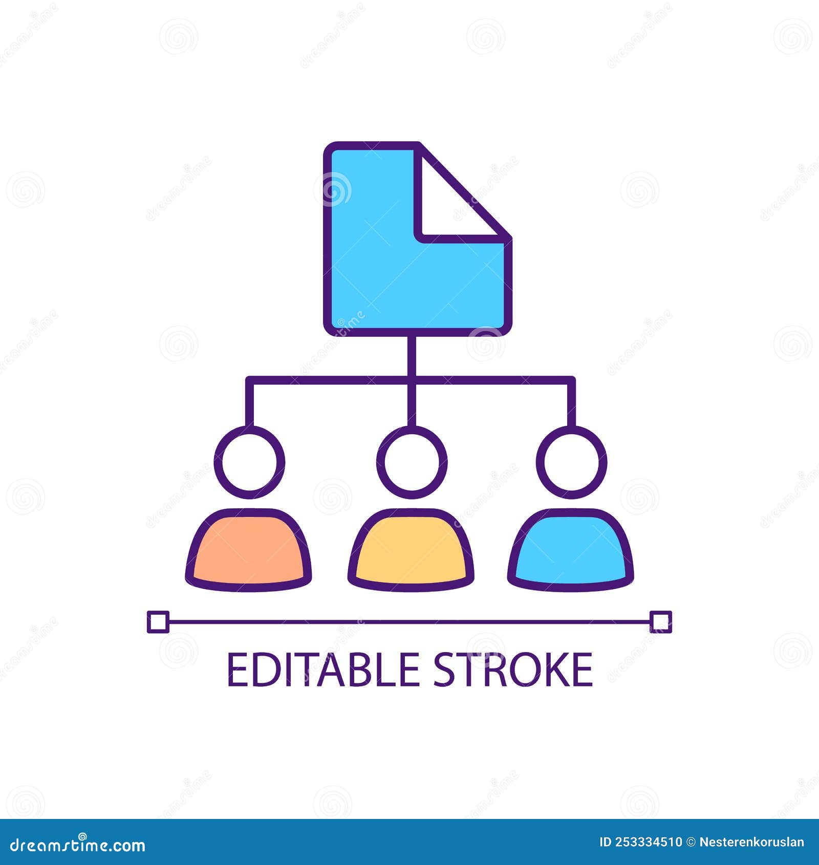 Sharing File with Different Users RGB Color Icon Stock Vector ...