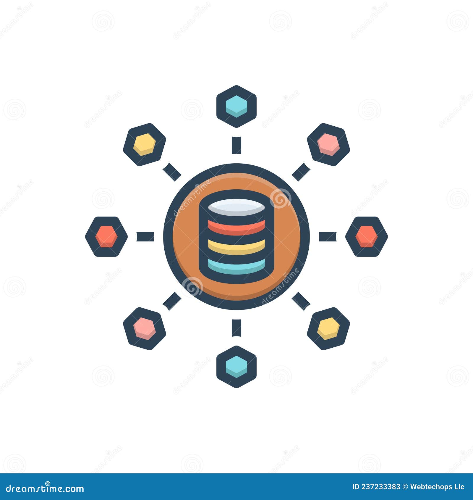 Color Illustration Icon for Sharing, Link and Database Stock ...