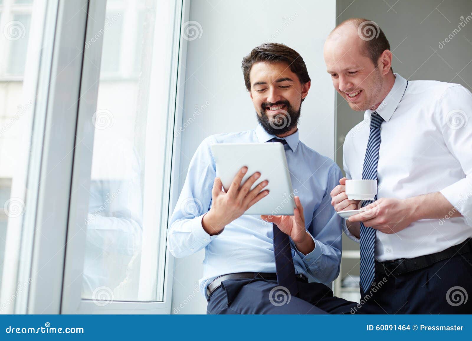 Sharing information stock photo. Image of colleague, gadget - 60091464