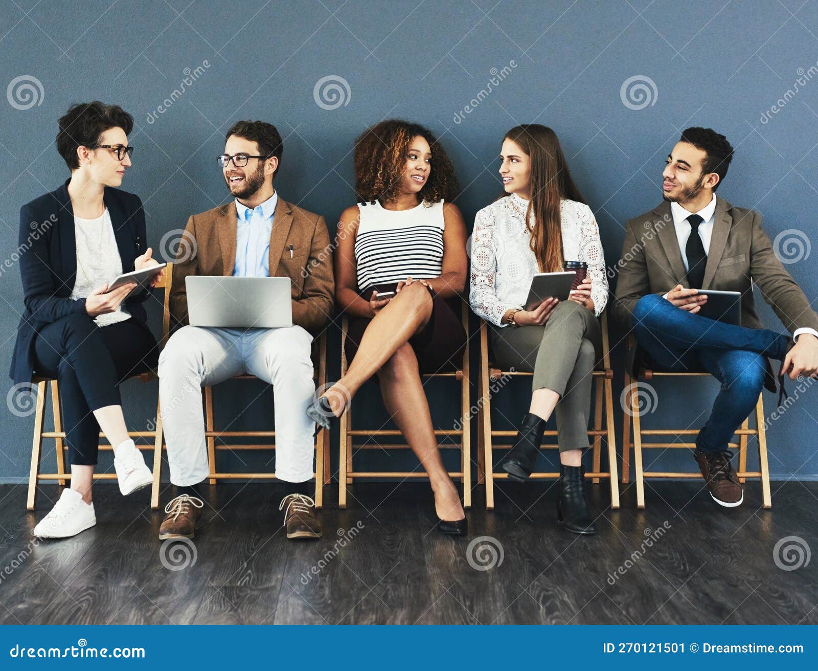 Sharing a Laugh before the Interview. Studio Shot of a Group of ...