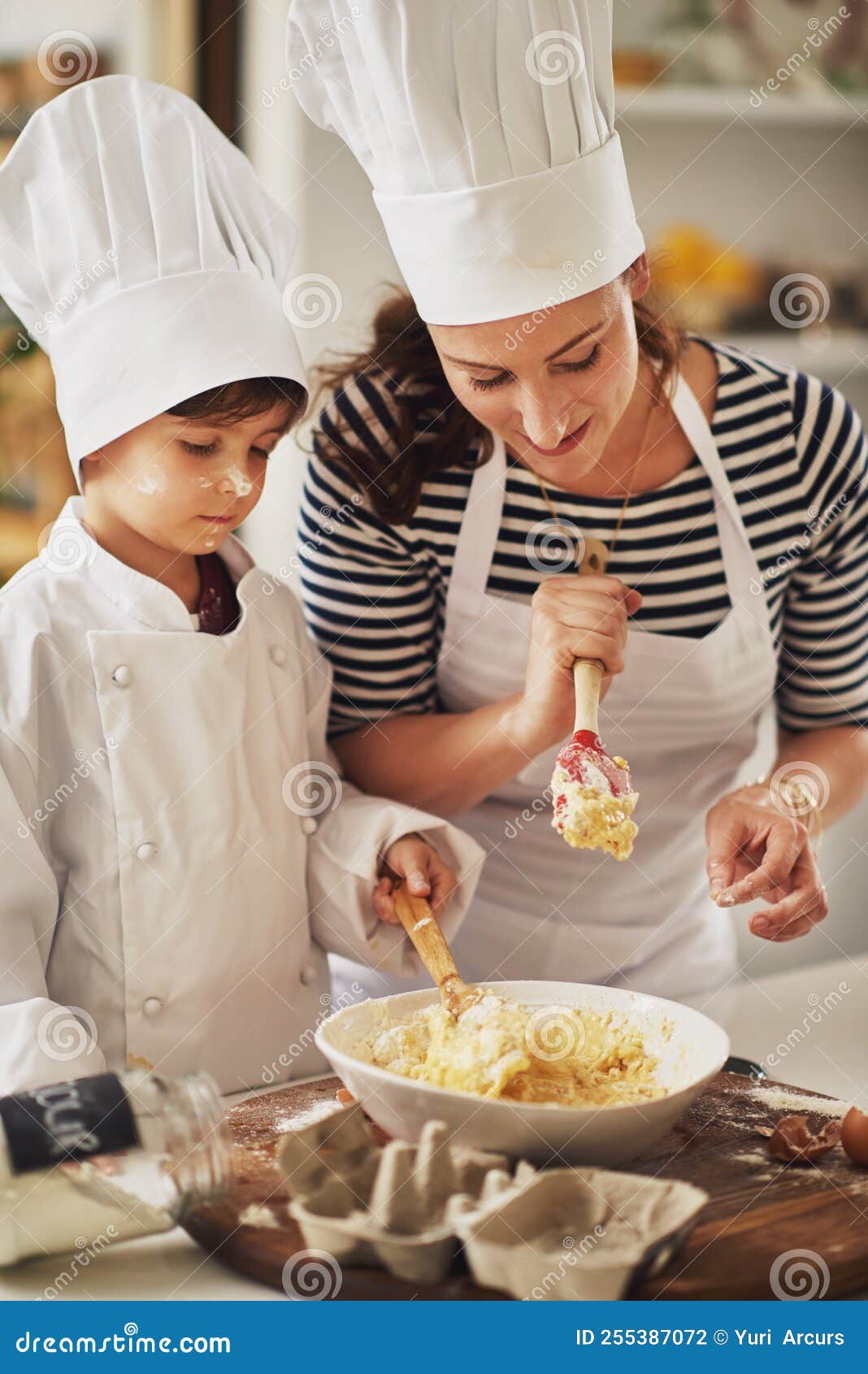 Sharing a Love of Baking. a Mother and Her Young Son Baking Together in ...