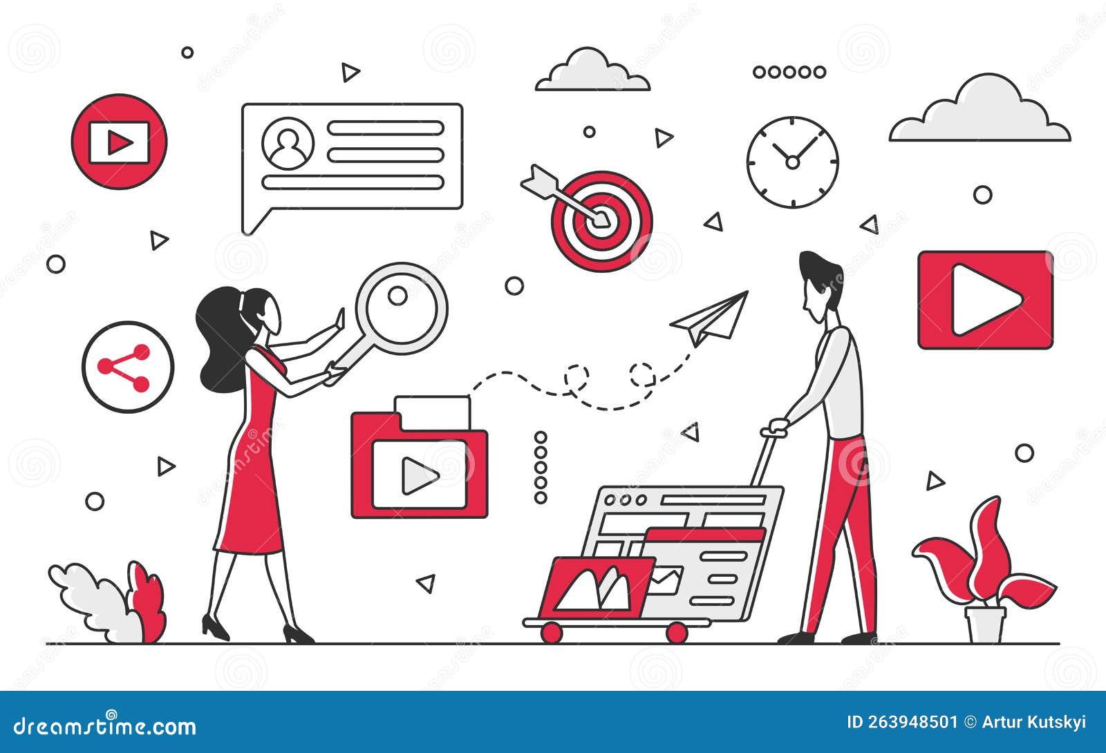 Sharing media content stock vector. Illustration of media - 263948501