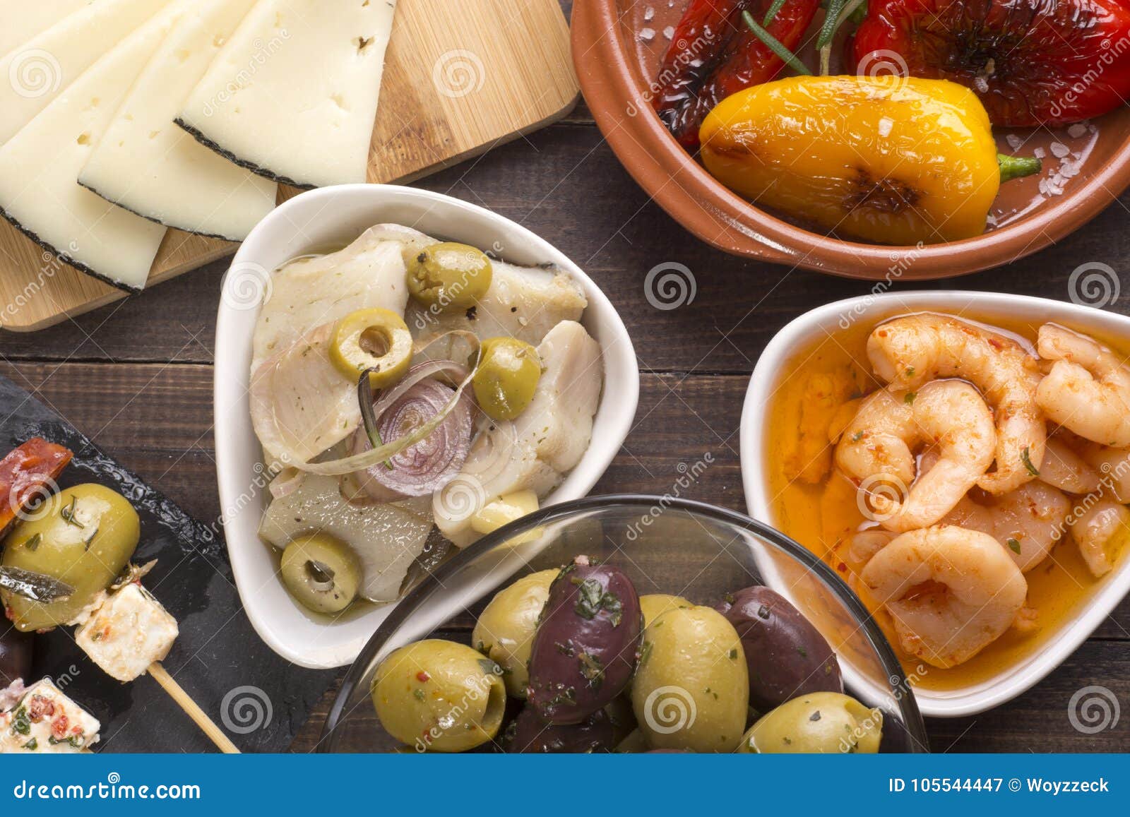 Spanish tapas on table stock image. Image of canapes - 105544447