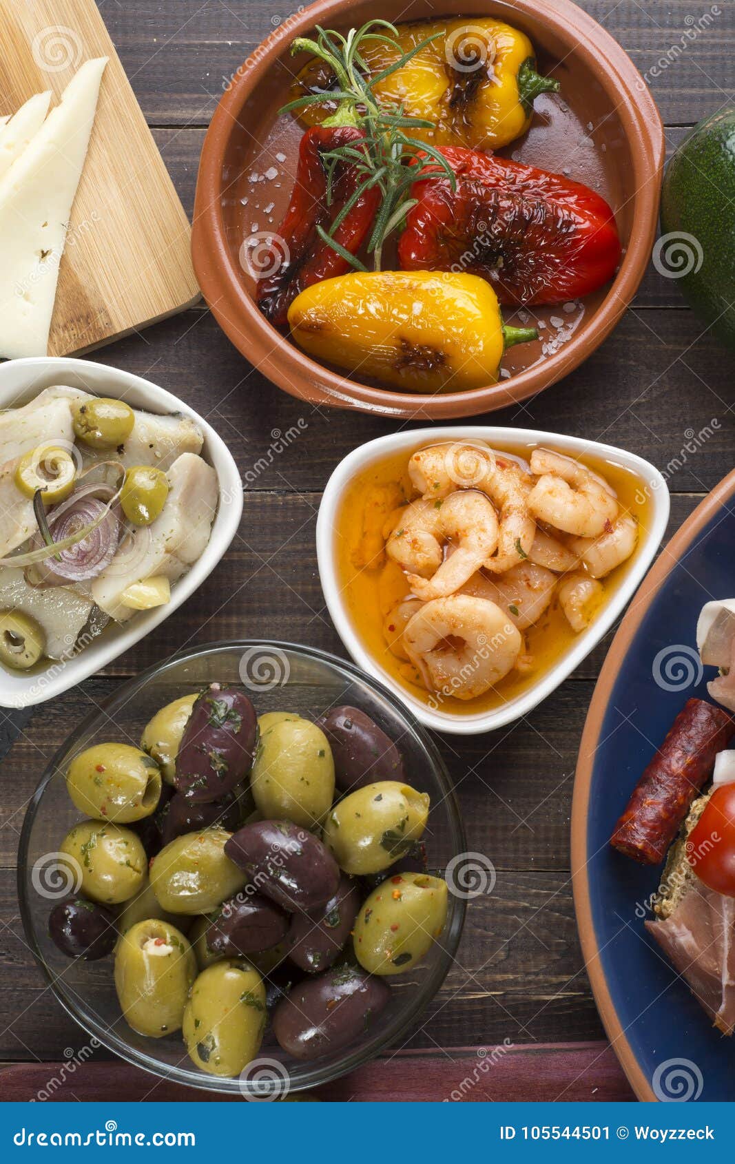 Spanish tapas on table stock image. Image of appetizer - 105544501