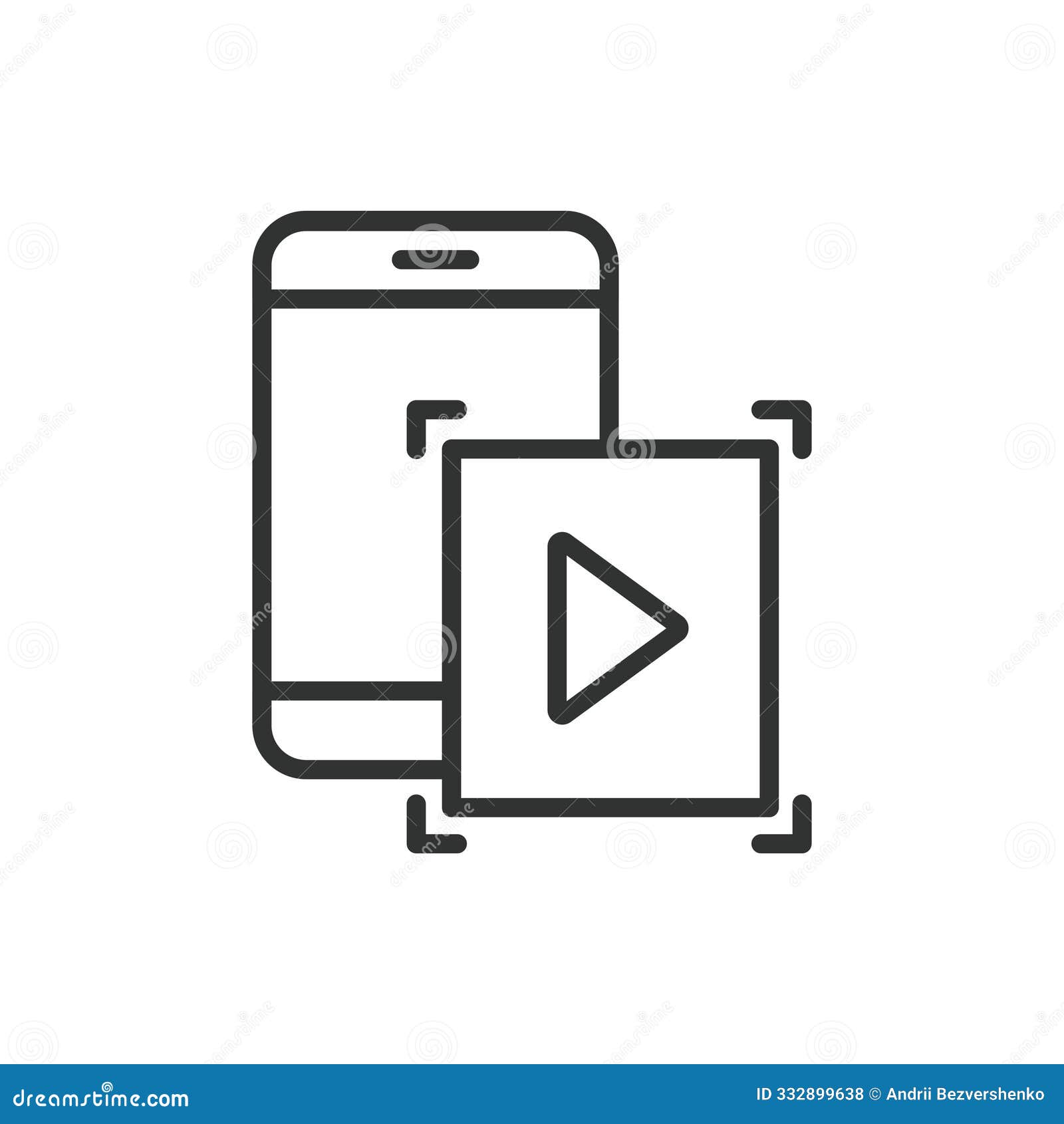 Sharing Phone Screen, in Line Design. Mirroring, Mobile Display ...