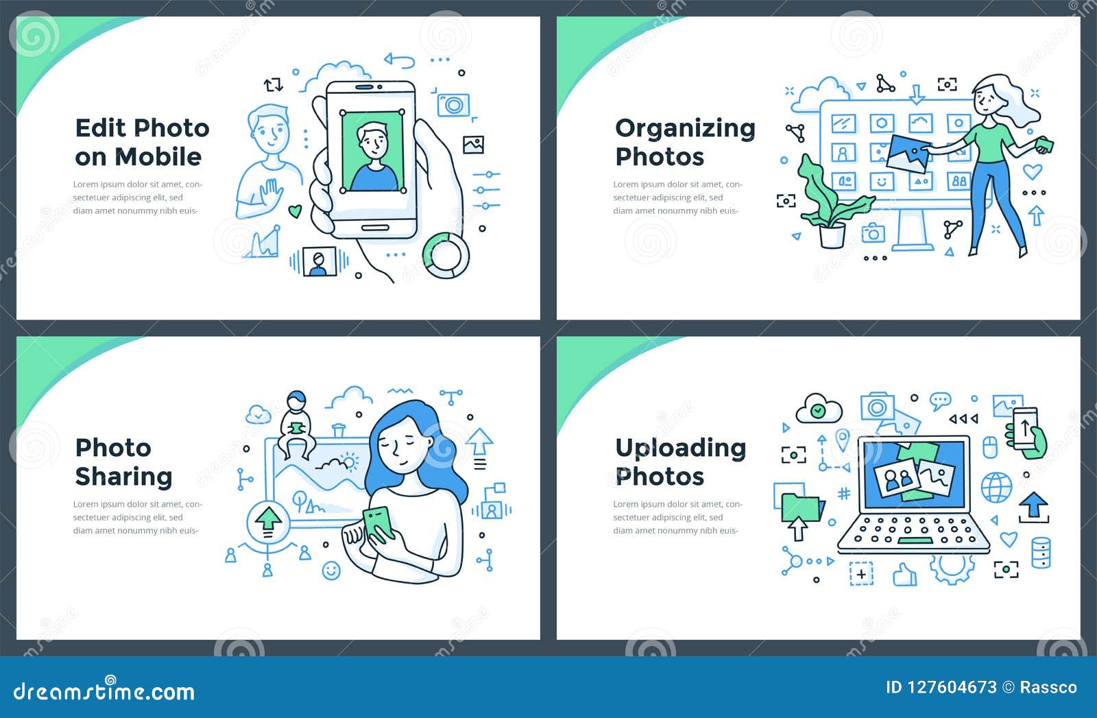 Sharing Photos Doodle Concepts Stock Vector - Illustration of internet ...