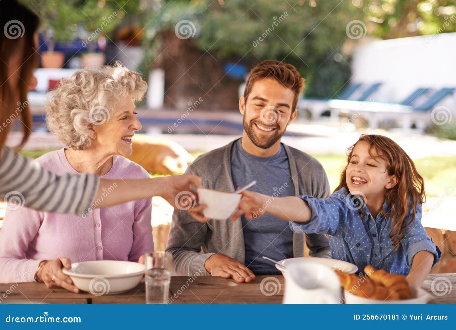 Sharing a Scrumptious Meal. a Family Having Breakfast Together Outside ...