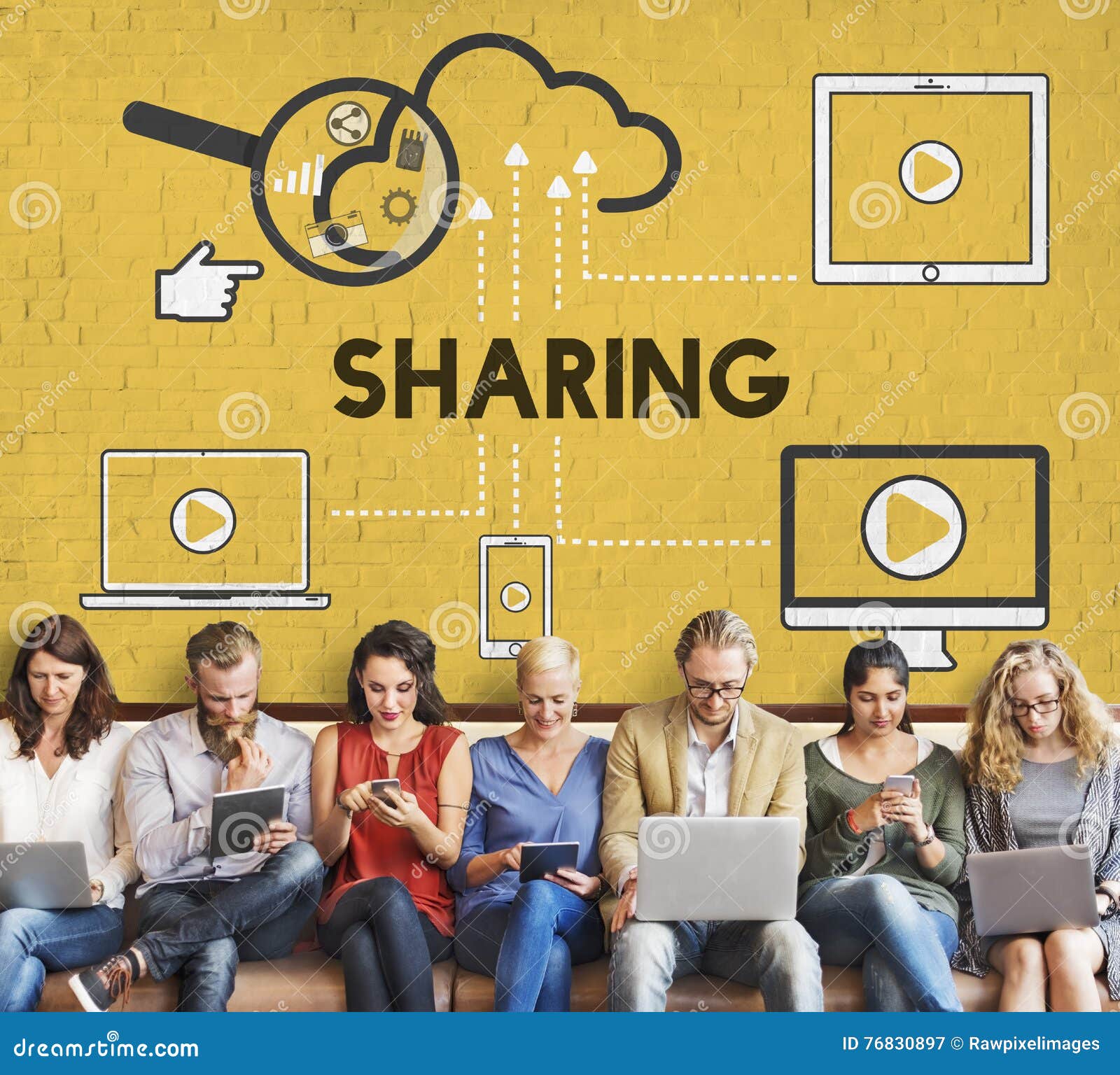 Sharing Storage Cloud Connection Devices Concept Stock Image - Image of ...