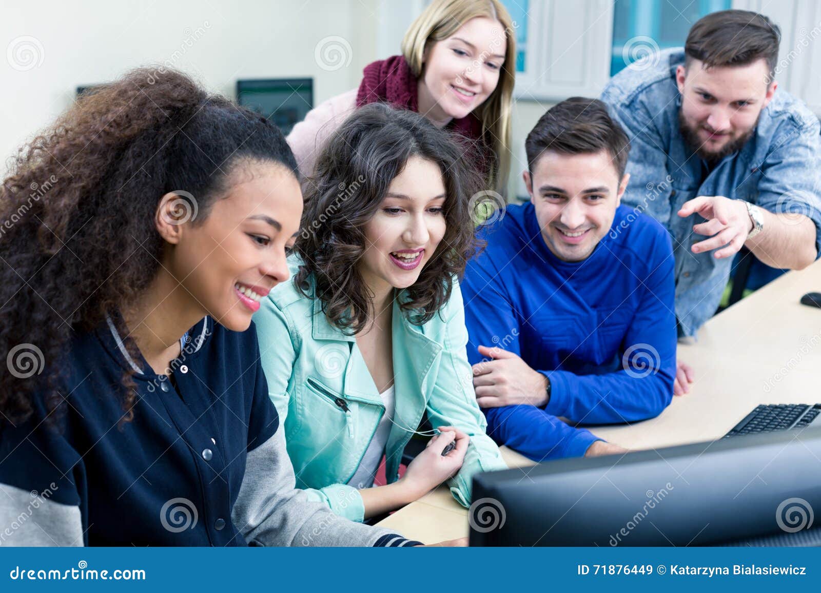 Sharing Their Achievements with Friends Stock Image - Image of learning ...