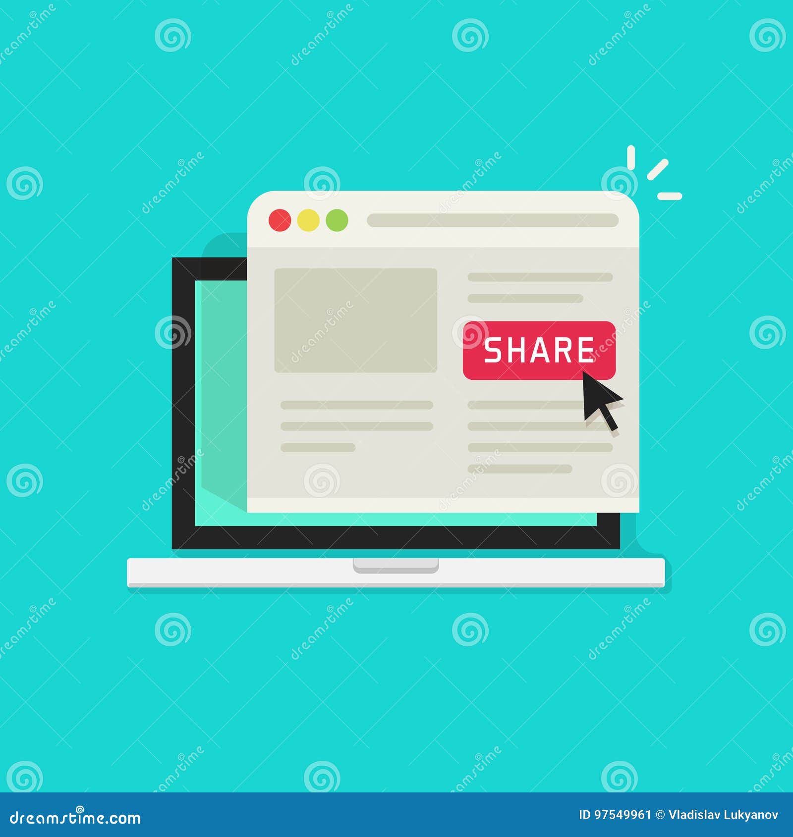 Sharing Website Page Via Share Button on Browser Window in Laptop ...