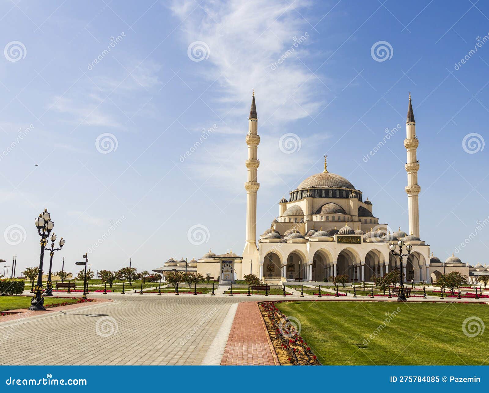 Sharjah, UAE - Shot of the Largest Sharjah Mosque. Religion Stock Image ...