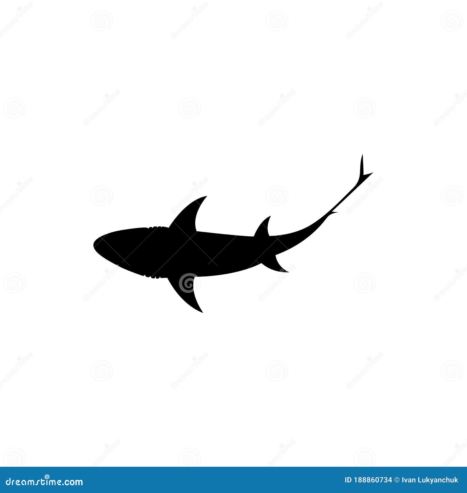 Shark Silhouette. Monochrome Illustration of Stylized Shark. Isolated ...