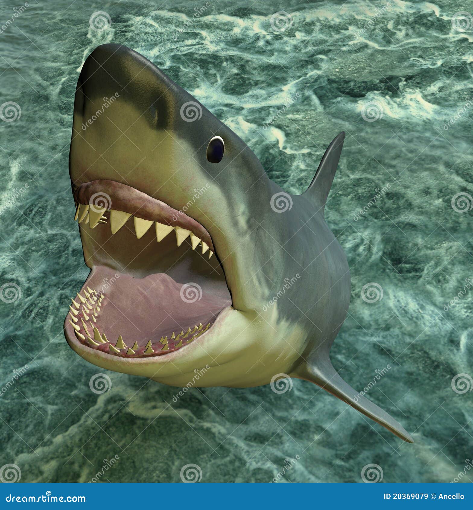 Perilous Shark Swims Underwater Royalty-Free Illustration ...