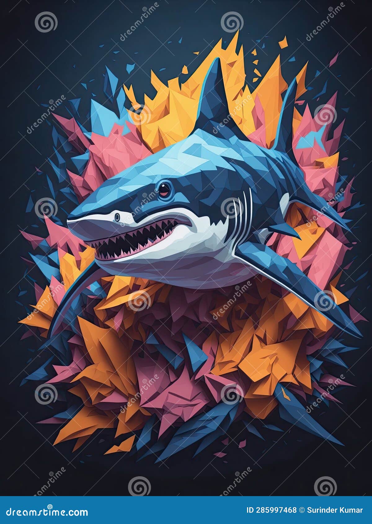 Shark on the Abstract Background. Vector Illustration of a Shark. Stock ...