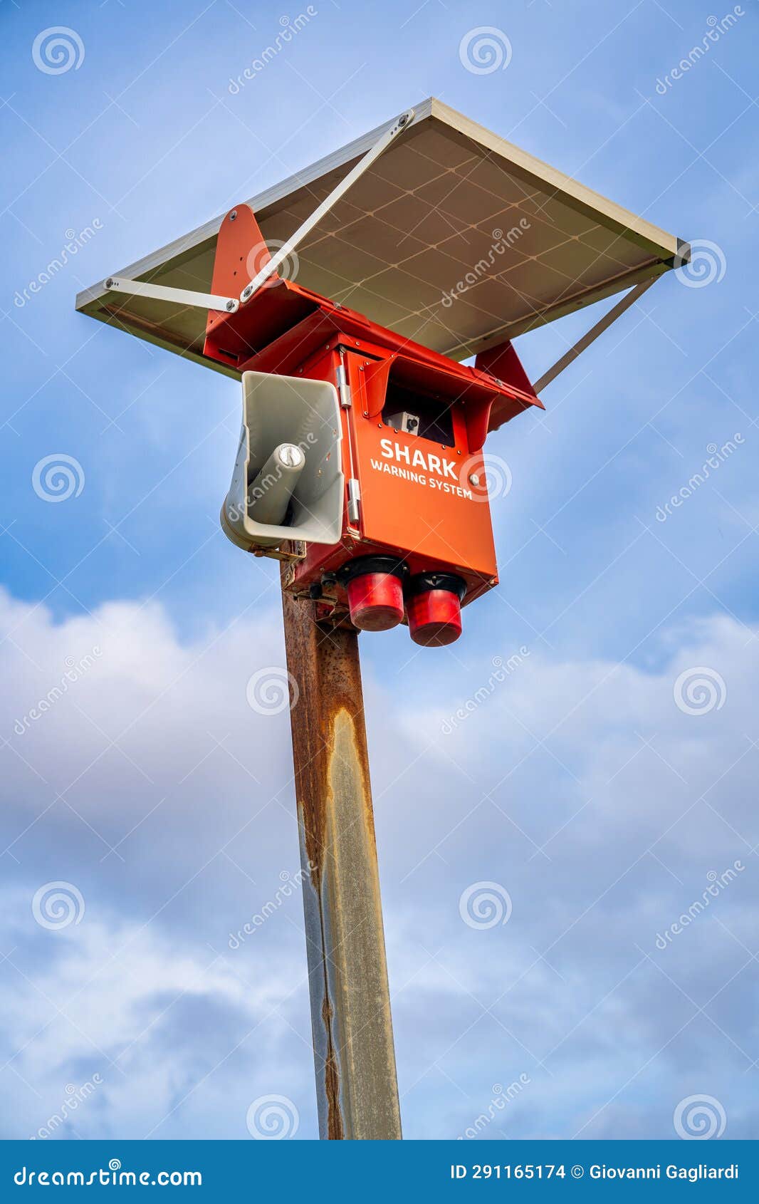 Shark Alarm System Solar Powered in Western Australia Coastline Stock ...