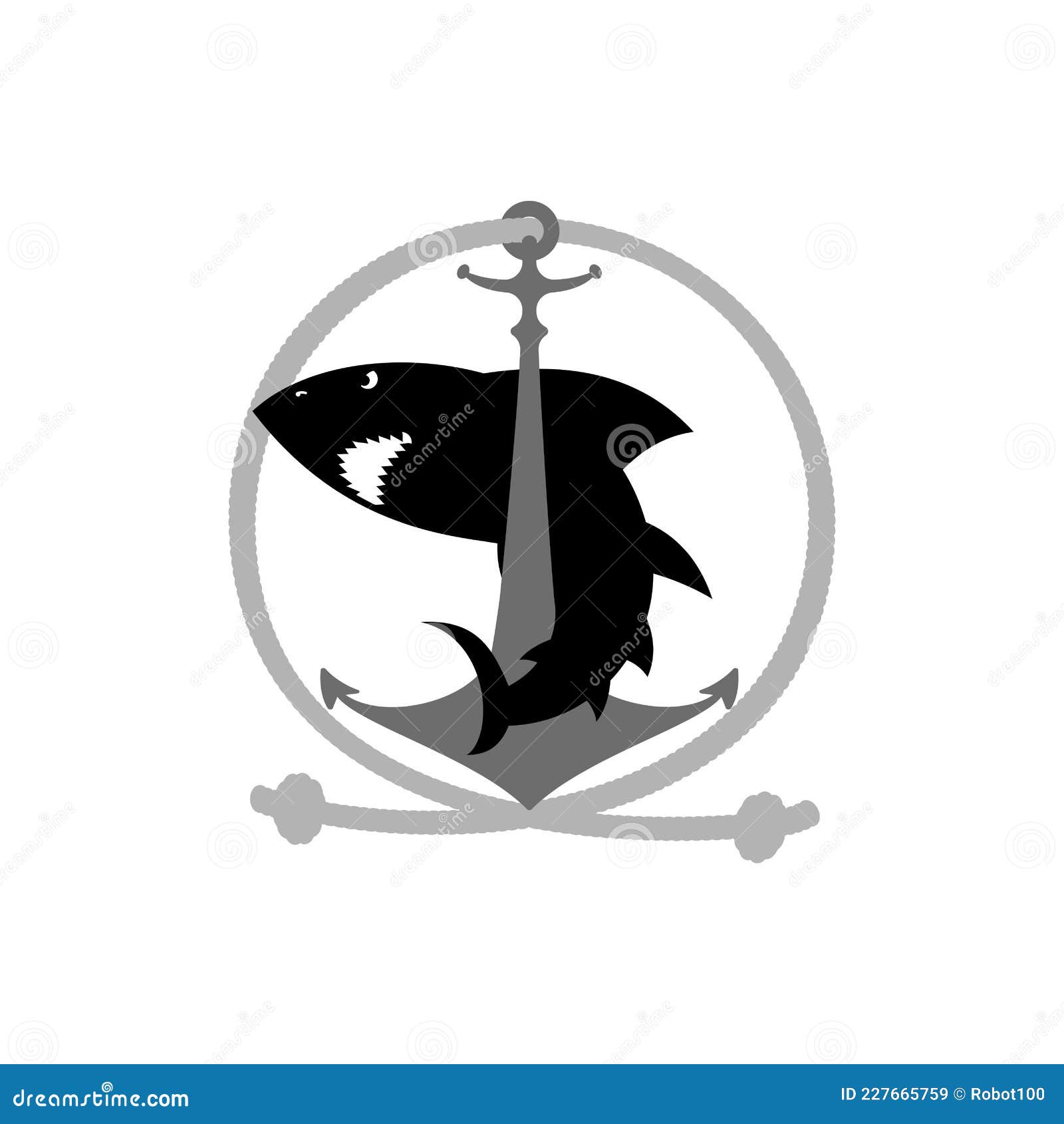 Shark and Anchor Sign. Nautical Symbol Vector Illustration Stock Vector ...