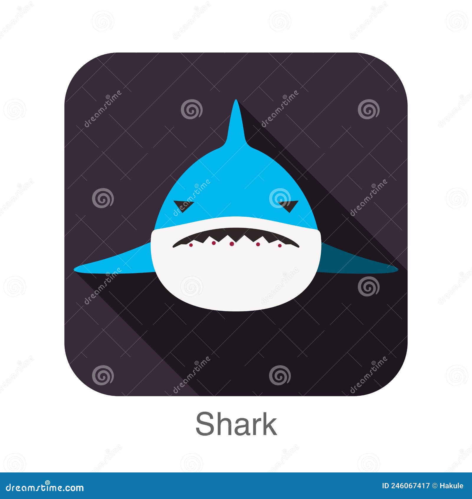 Shark Animal Face Flat Design, Vector Stock Vector - Illustration of ...