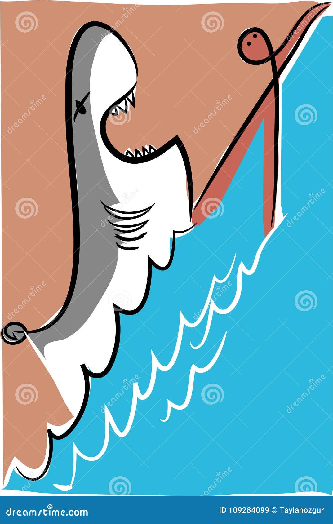 Shark Attack Icon For T Shirt Or Website Background Stock Photo ...