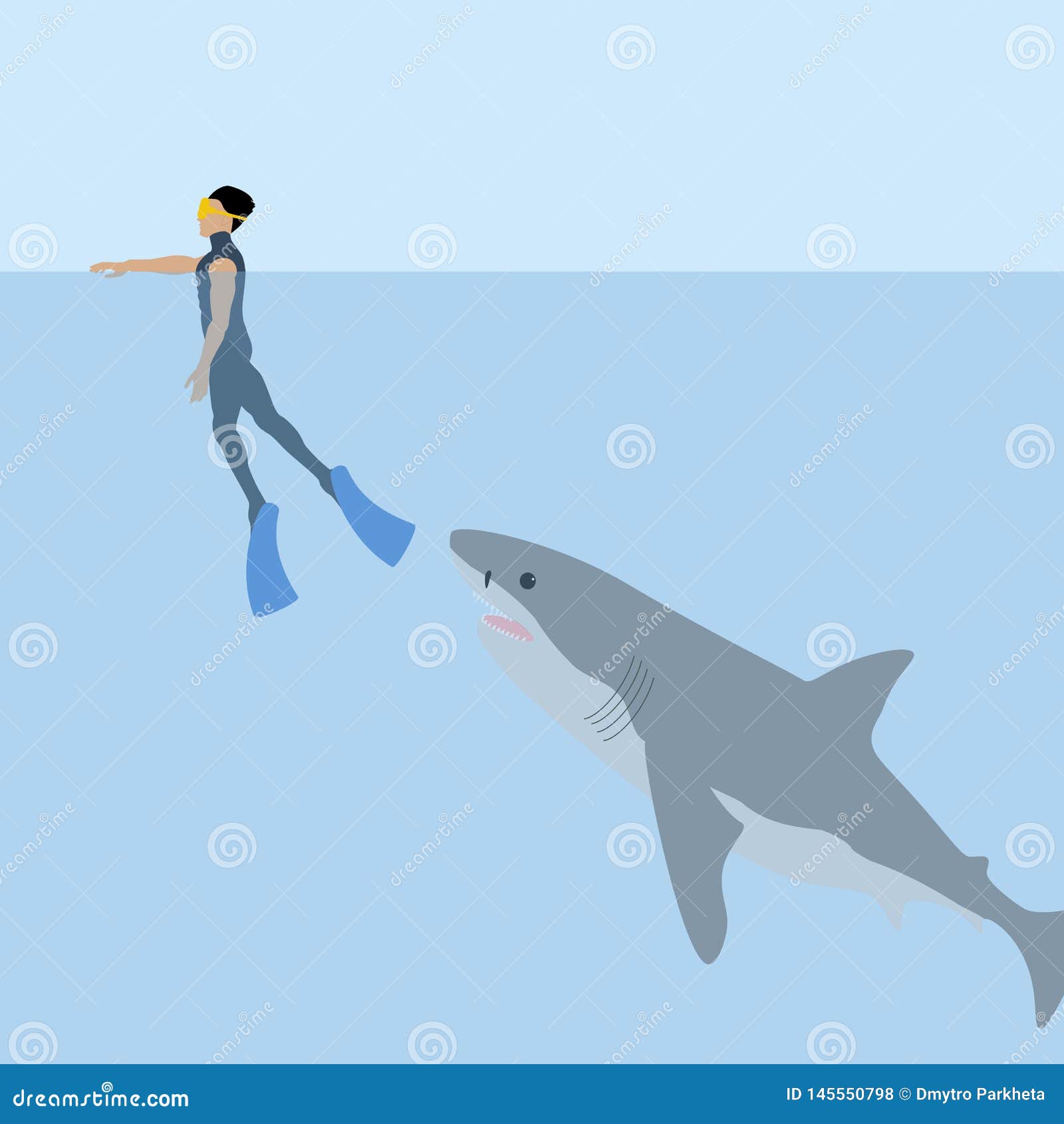 Shark attack illustration stock vector. Illustration of wildlife ...