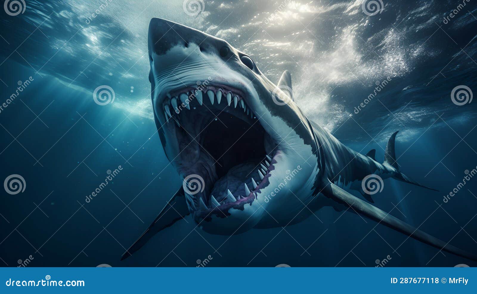 Shark Attack with Large Jaws Full of Sharp Teeth Stock Illustration ...