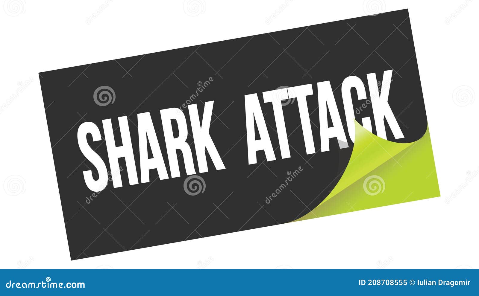 SHARK ATTACK Text on Black Green Sticker Stamp Stock Illustration ...
