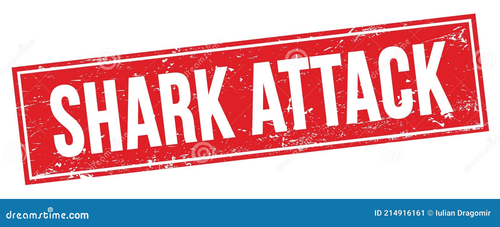 SHARK ATTACK Text on Red Grungy Rectangle Stamp Stock Illustration ...