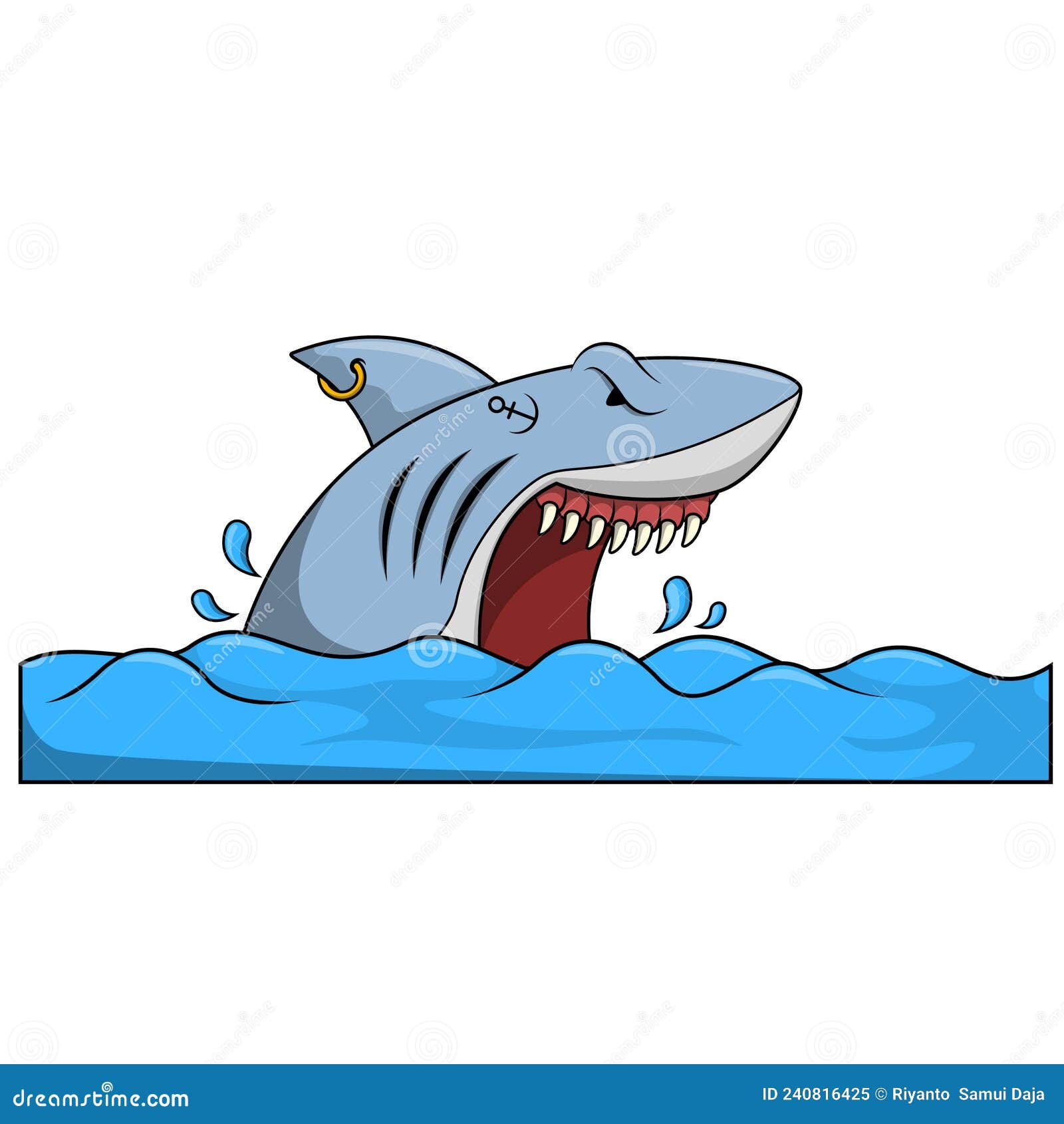 Shark Attack Vector Color Illustration Stock Vector - Illustration of ...