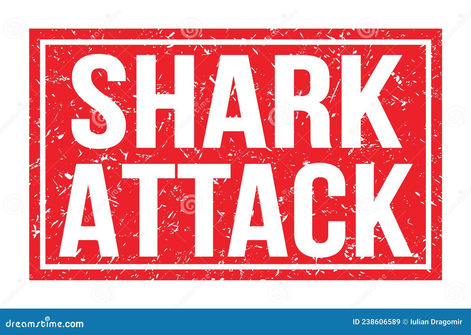SHARK ATTACK, Words on Red Rectangle Stamp Sign Stock Illustration ...