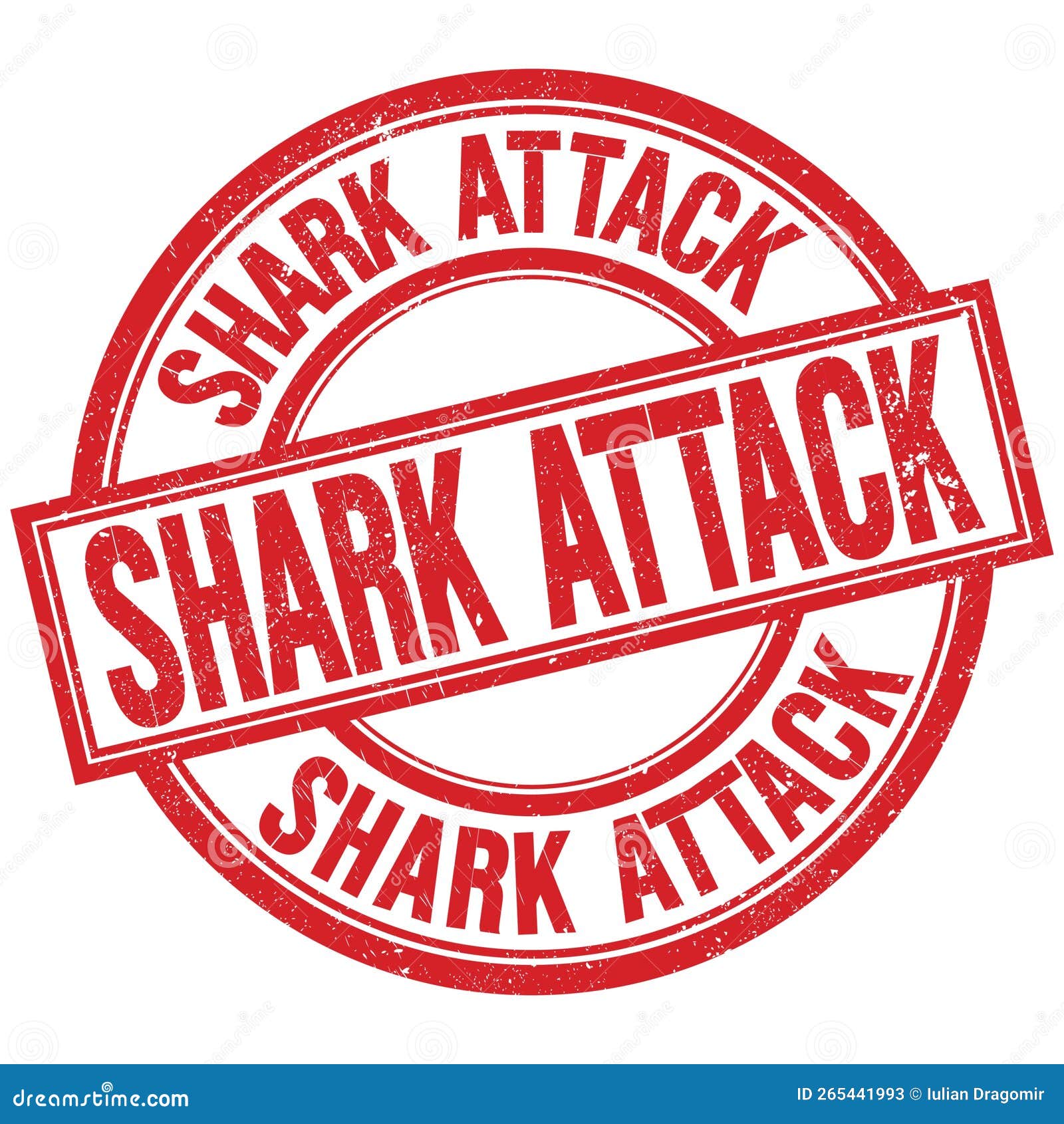 SHARK ATTACK Written Word on Red Stamp Sign Stock Illustration ...